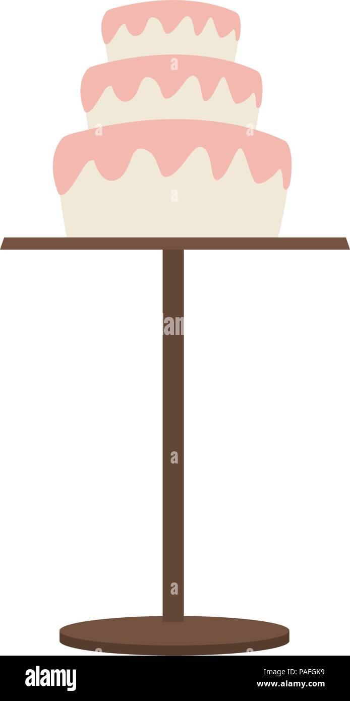 Wedding cake on table cartoon vector illustration graphic design Stock ...