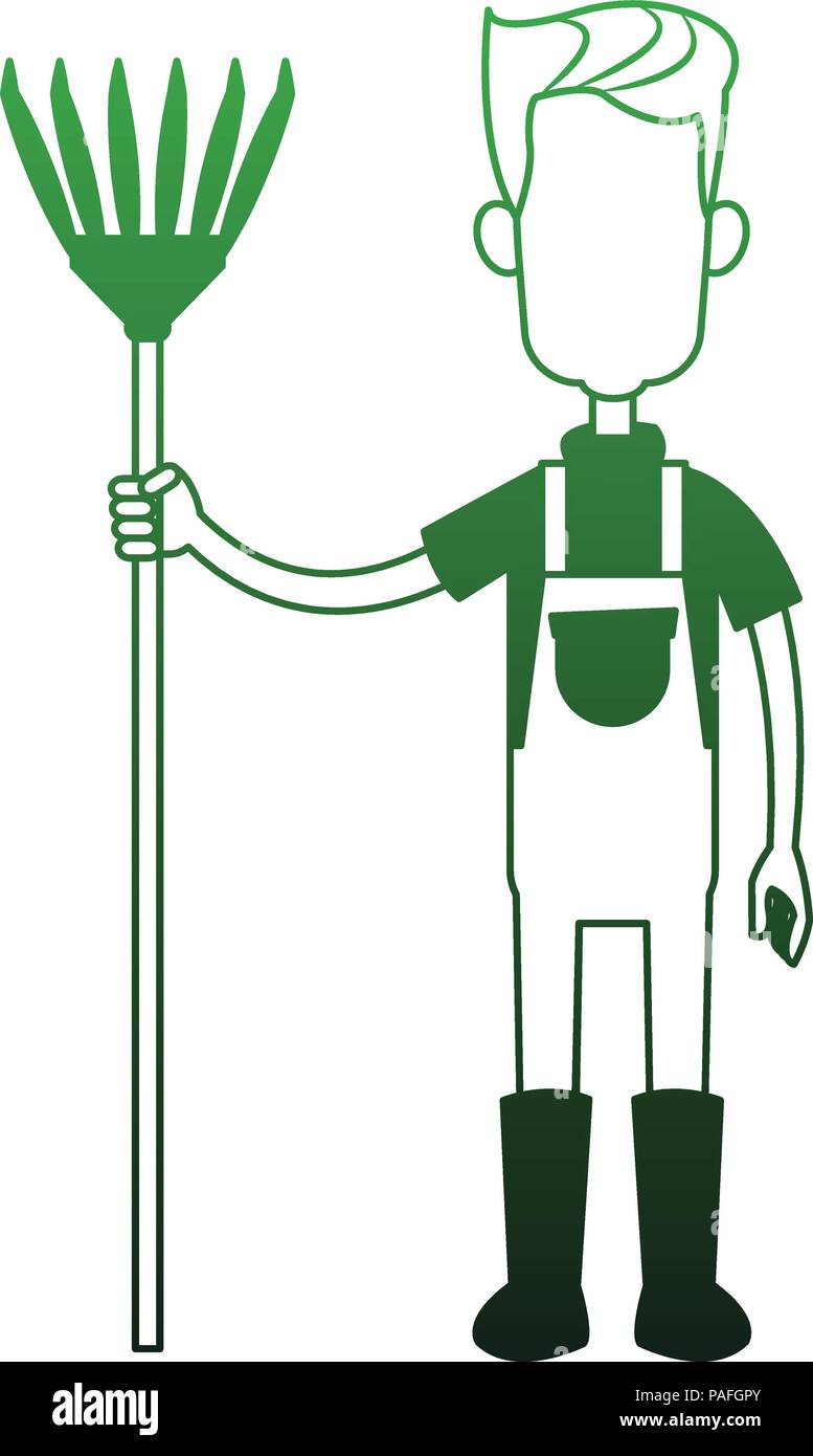 Farmer man with rake vector illustration graphic design Stock Vector ...