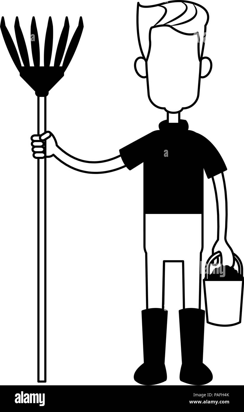Farmer man with rake vector illustration graphic design Stock Vector ...
