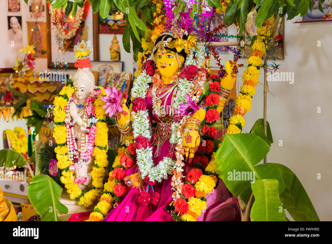 PUTTAPARTHI, ANDHRA PRADESH, INDIA - JULY 9, 2017: Hindu statue. Close ...