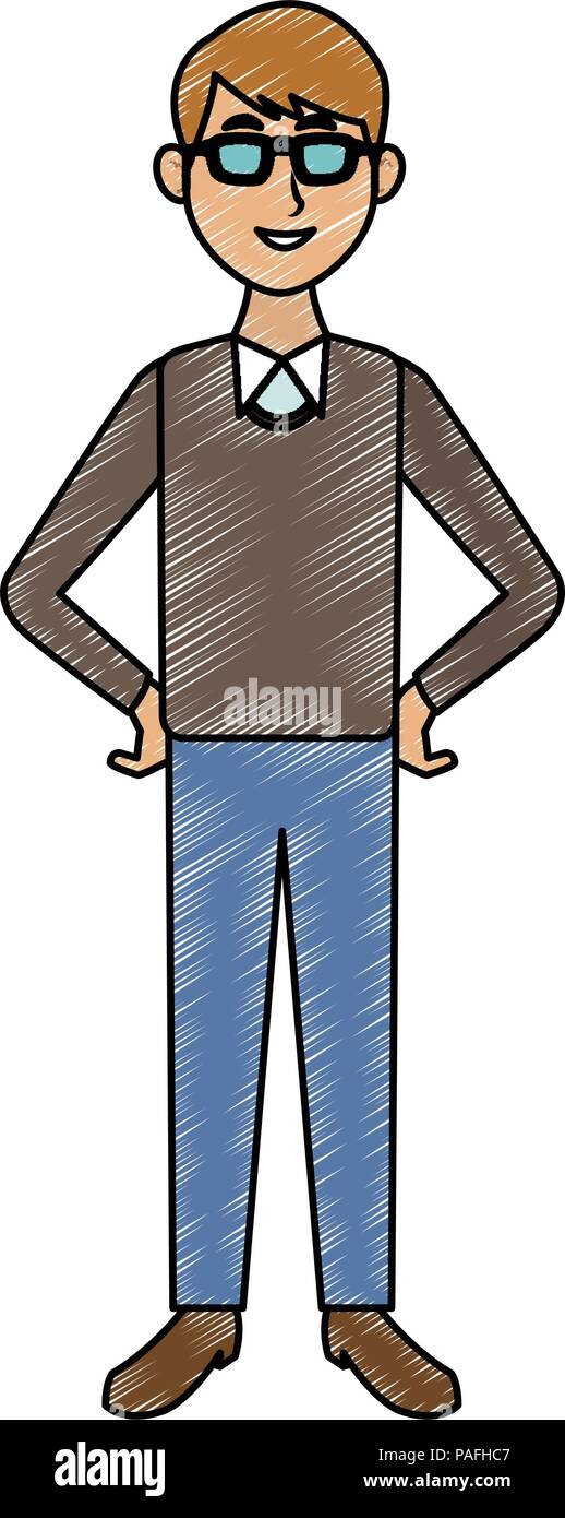 Young man with casual clothes cartoon vector illustration graphic ...