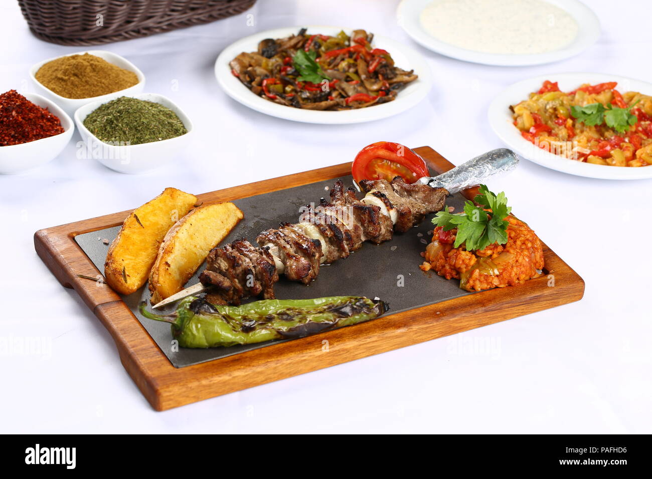 Turkish Cag Kebab Doner in plate Stock Photo - Alamy