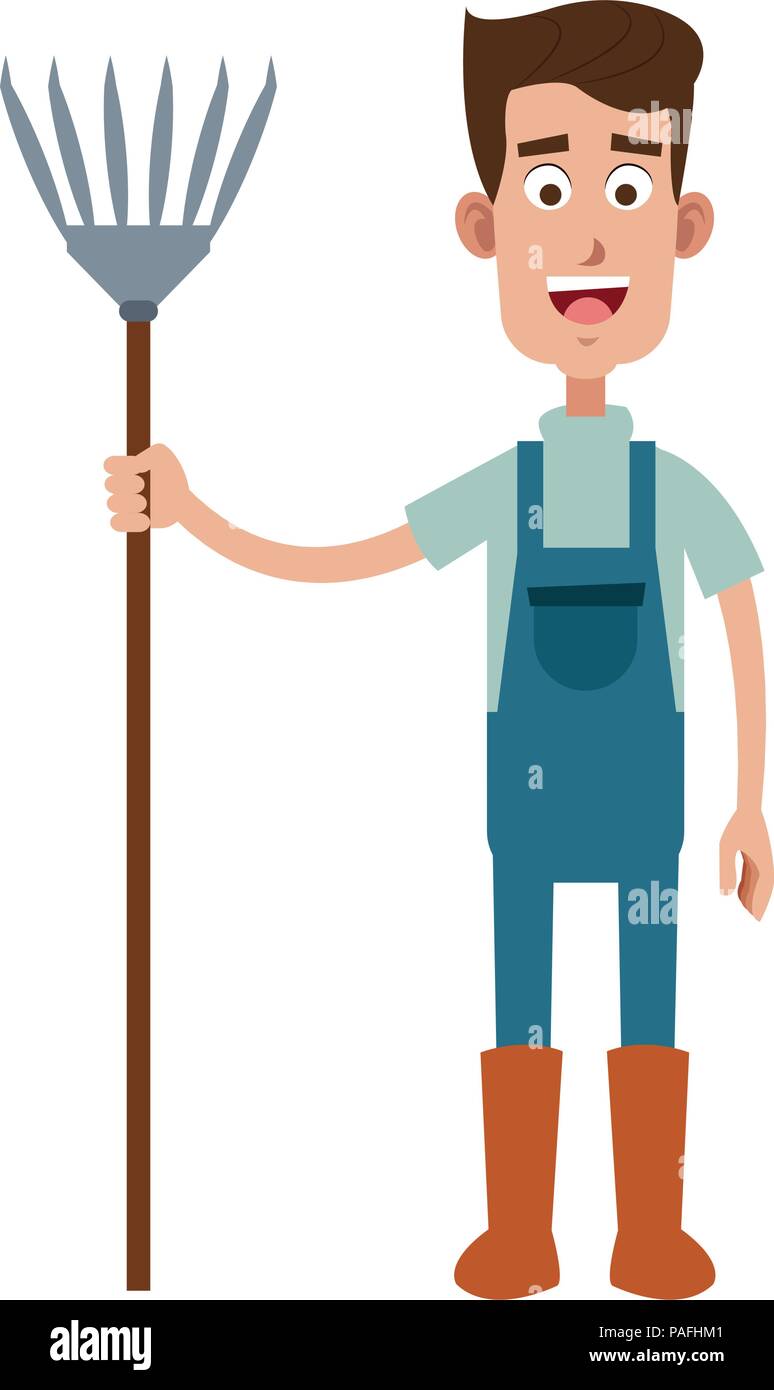 Farmer man with rake vector illustration graphic design Stock Vector ...