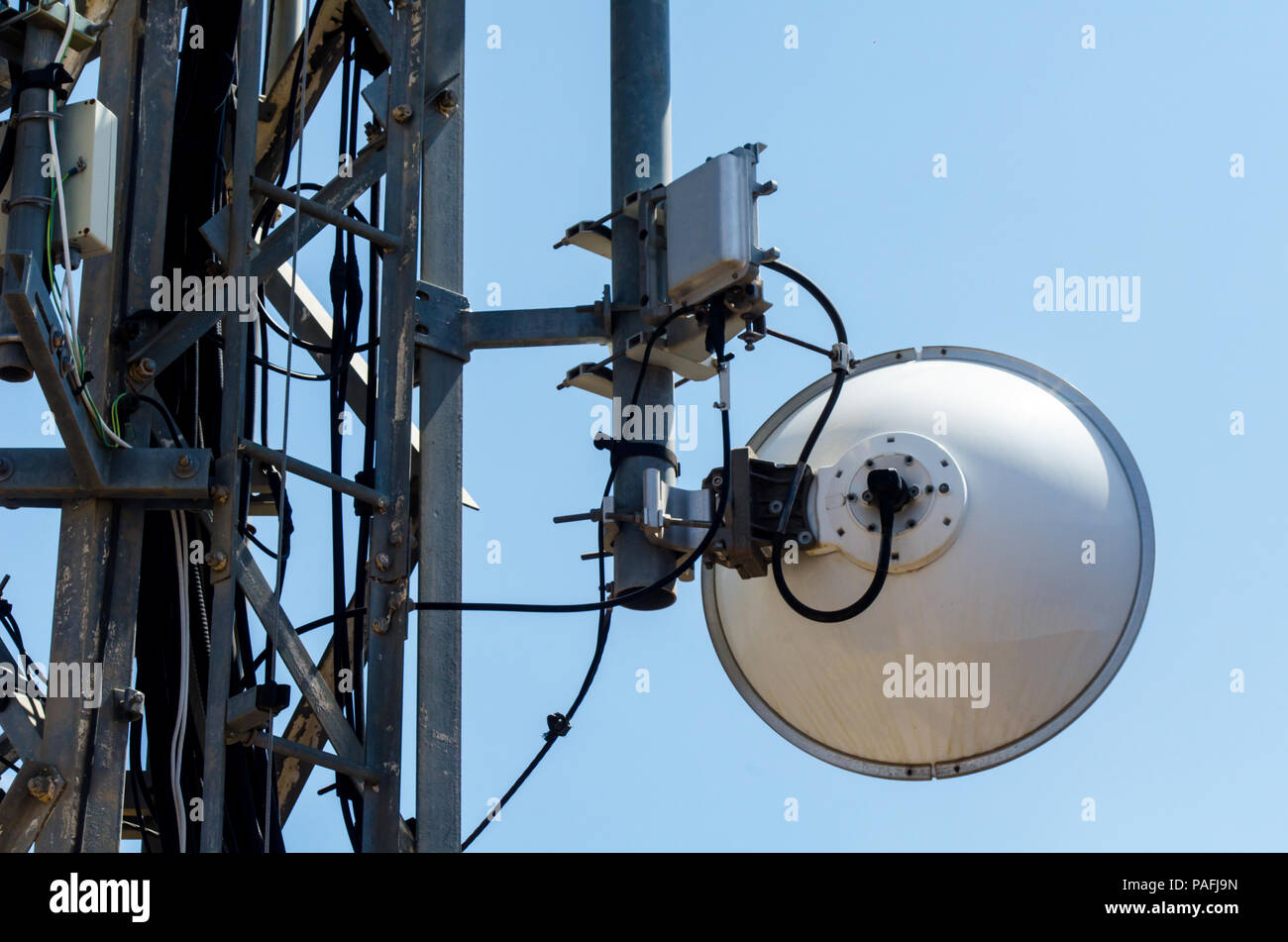 Telecommunication tower with antennas of cellular communication and ...
