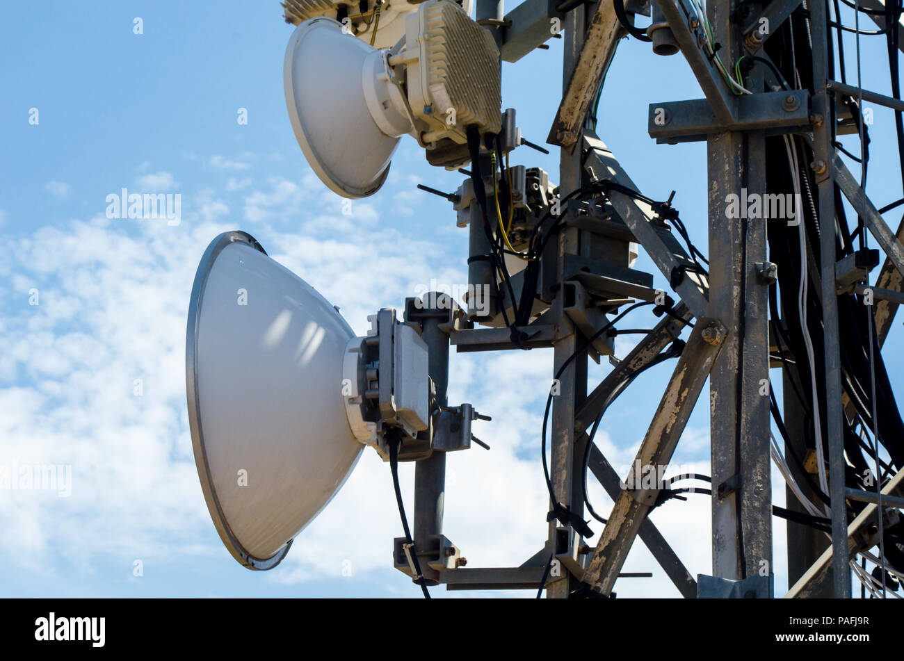 Telecommunication tower with antennas of cellular communication and ...