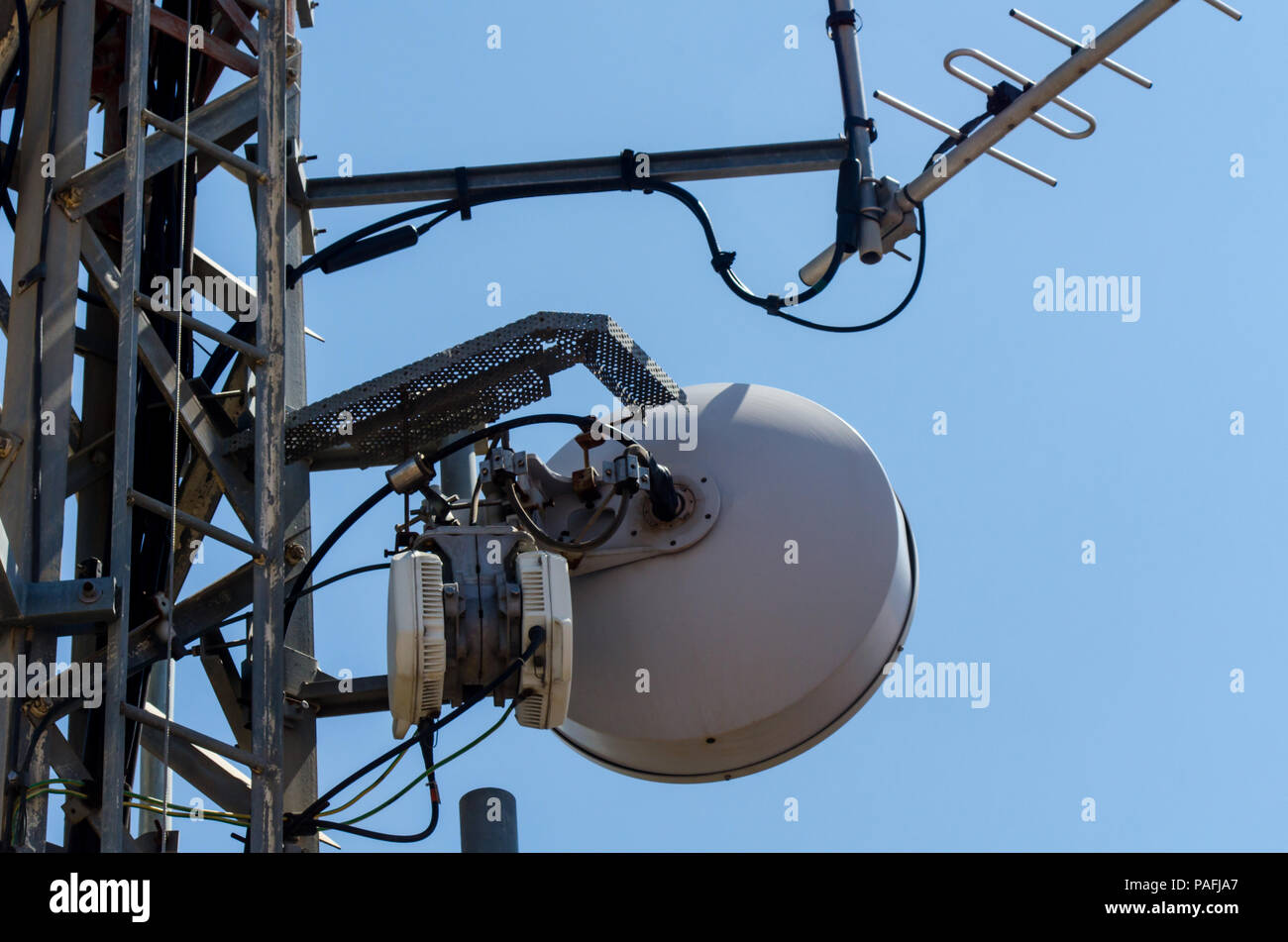 Telecommunication tower with antennas of cellular communication and ...