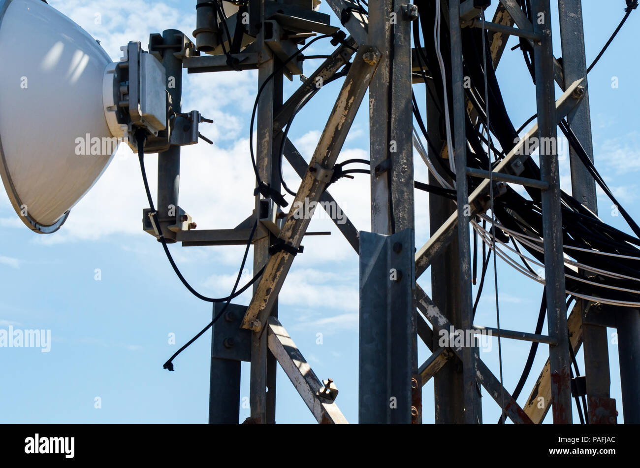 Telecommunication tower with antennas of cellular communication and ...
