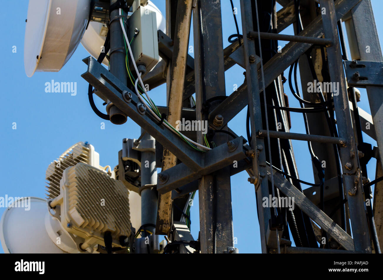 Telecommunication tower with antennas of cellular communication and ...