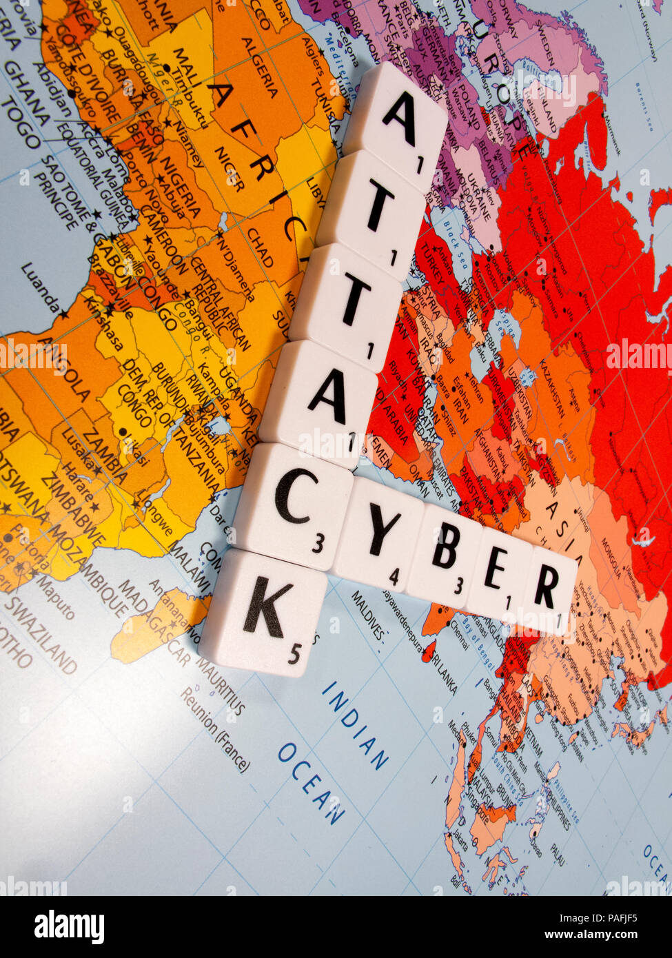 representation of international cyber attack, an attempt by hackers to ...
