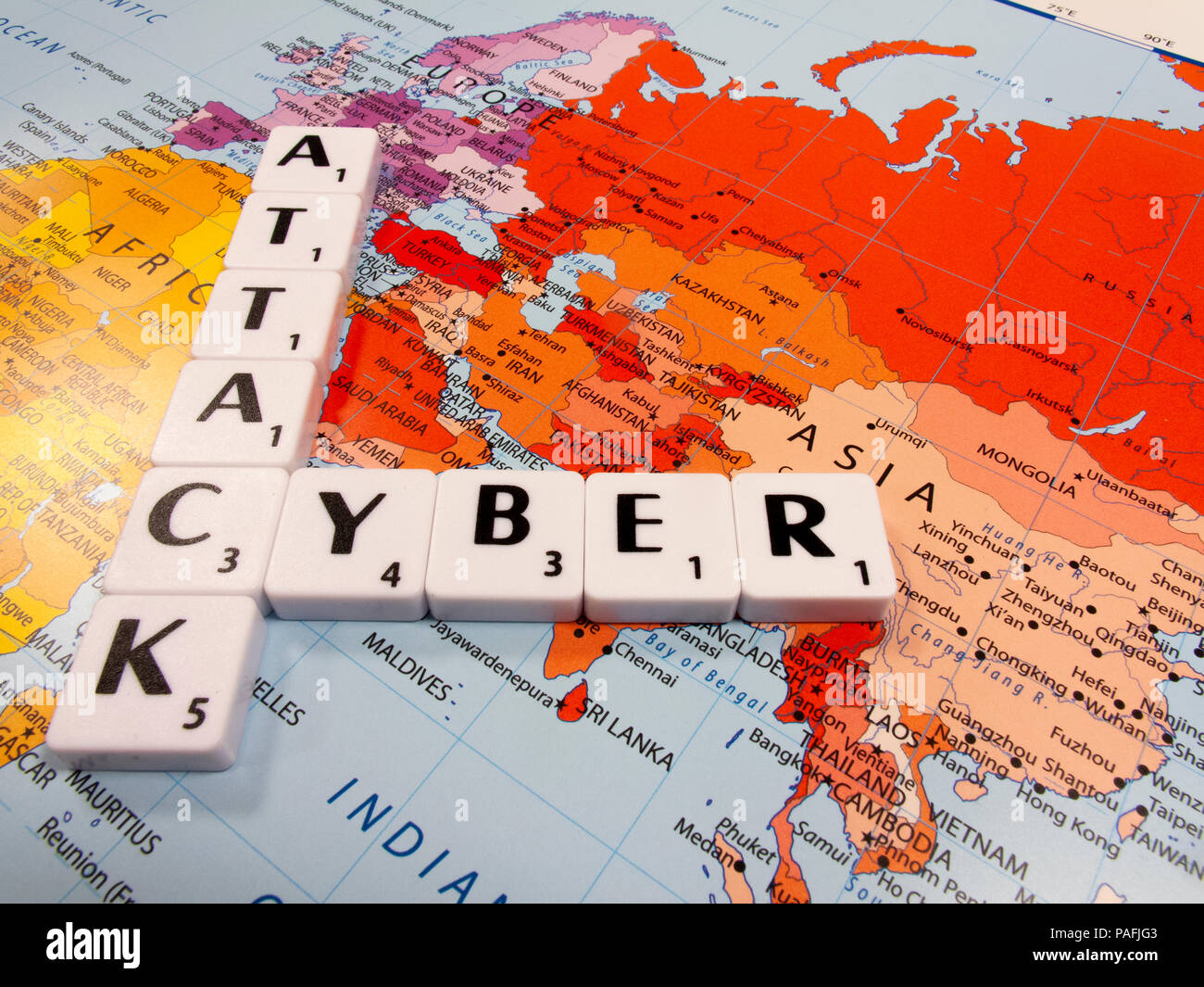 representation of international cyber attack, an attempt by hackers to ...