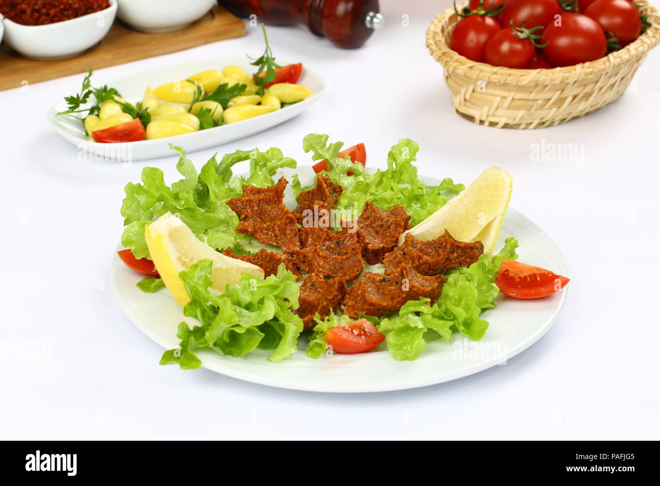 Turkish cig kofte - raw meatball Stock Photo - Alamy