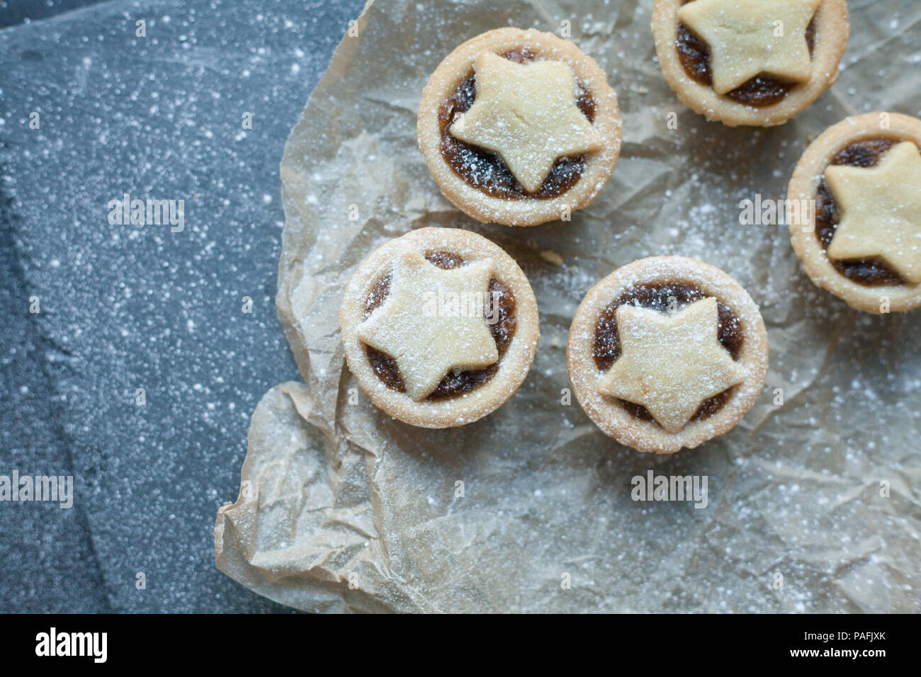 mince pies on parchment Stock Photo - Alamy