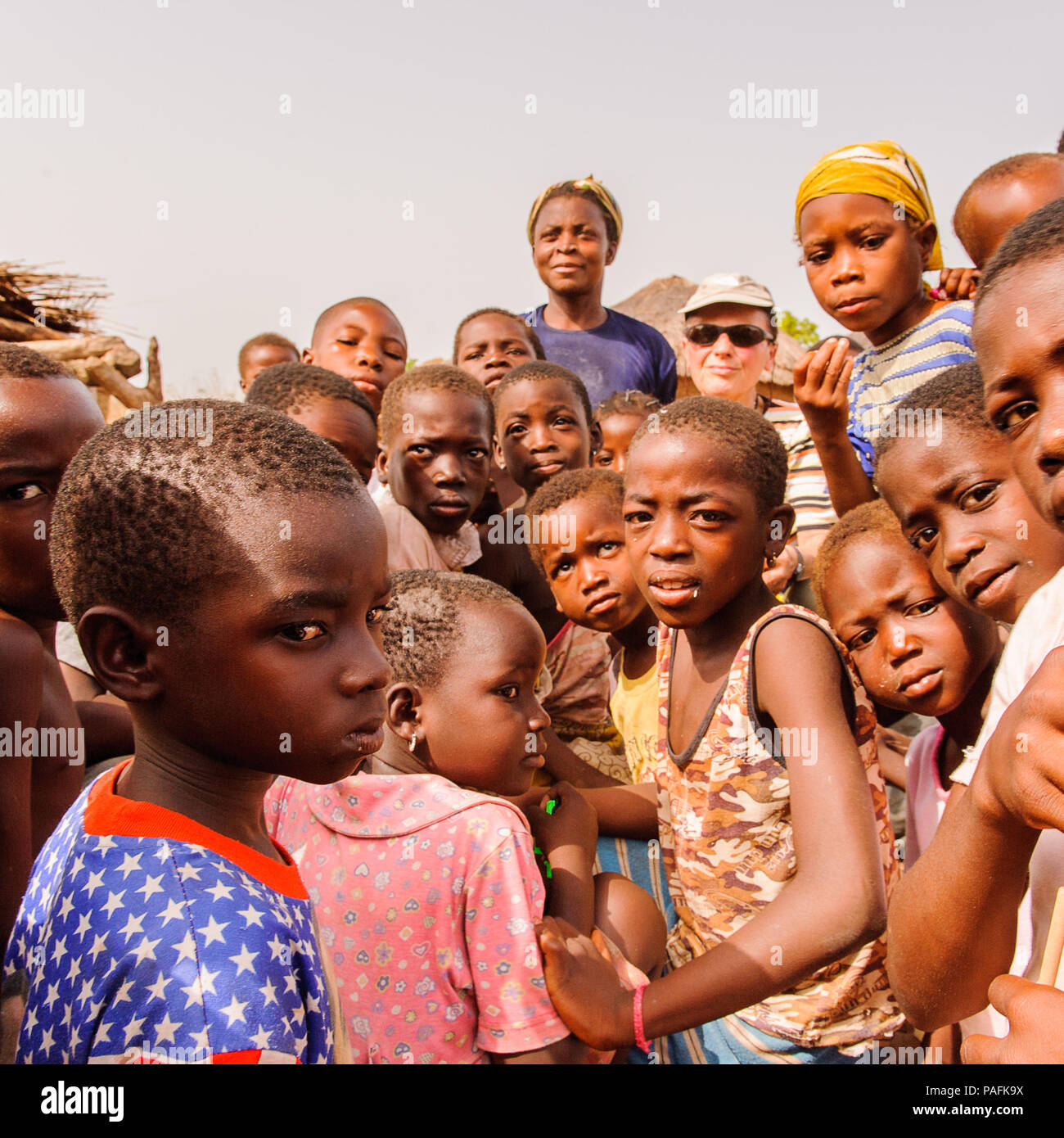 ACCRA, GHANA - MARCH 6, 2012: Unidentified Ghanaian children crowd in ...