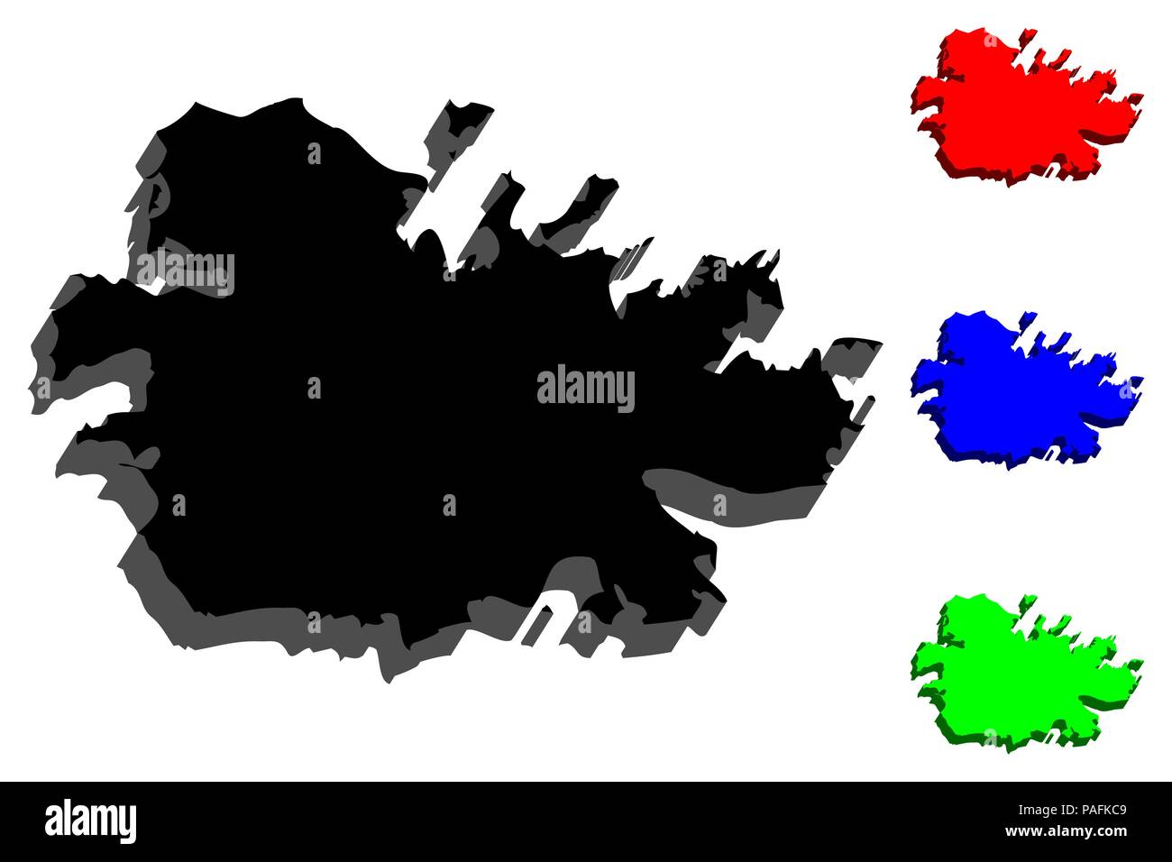 3D map of Antigua (Waladli or Wadadli, Antigua and Barbuda) - black ...