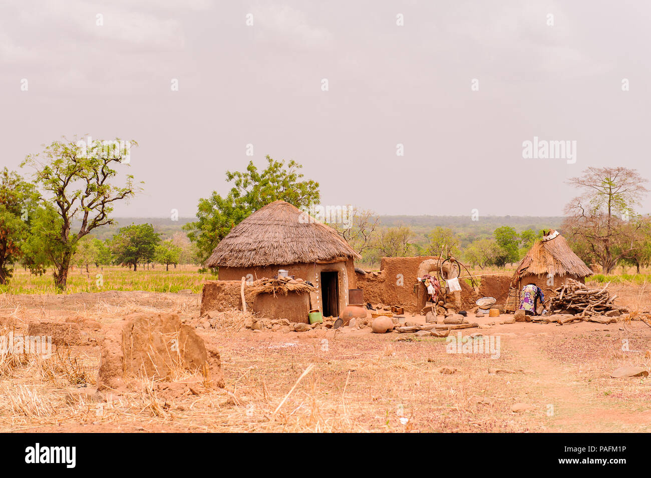 ACCRA, GHANA - MARCH 6, 2012: Ghanaian village. People of Ghana suffer ...