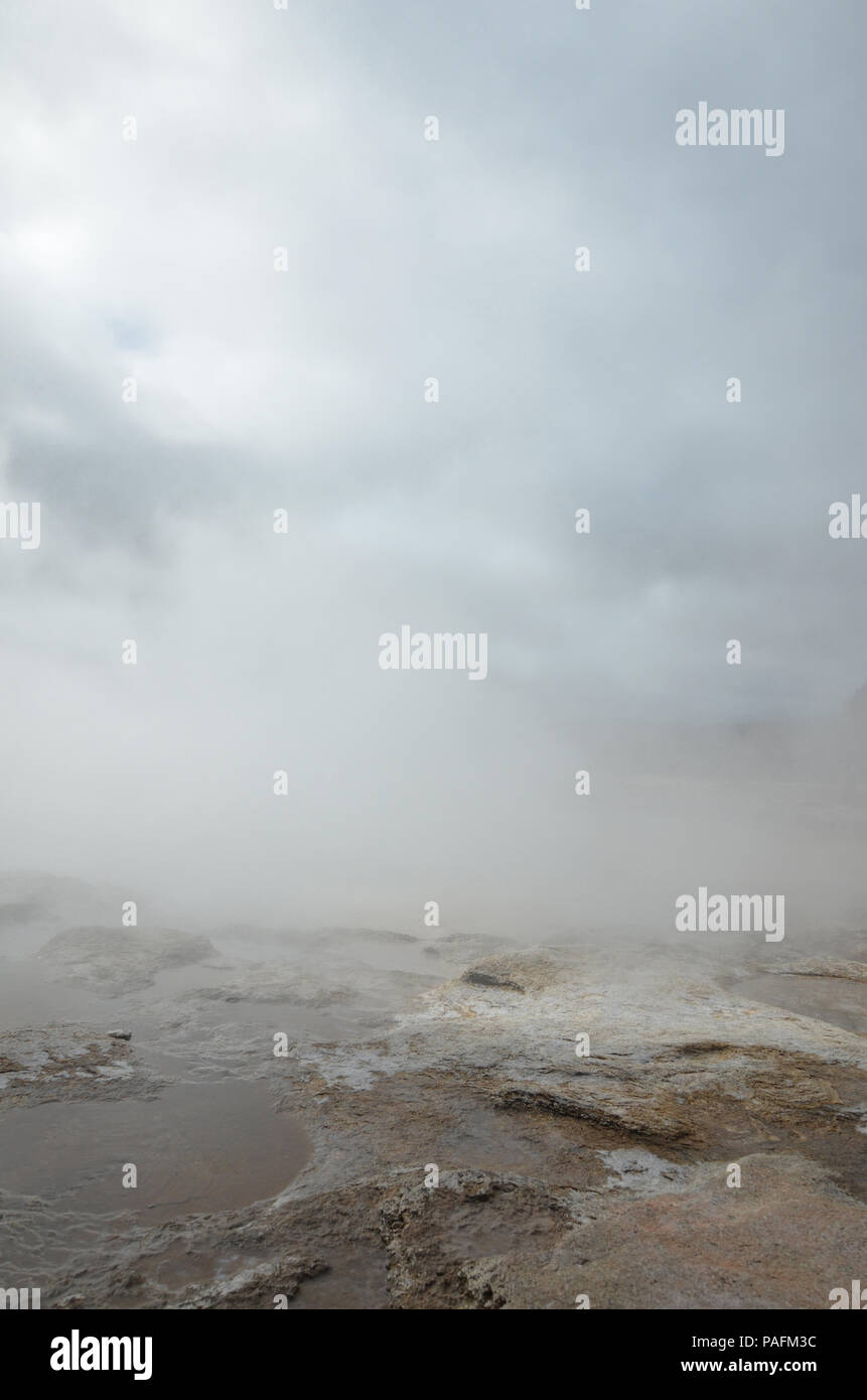 Cloudy landscape in Iceland with hot springs Stock Photo - Alamy