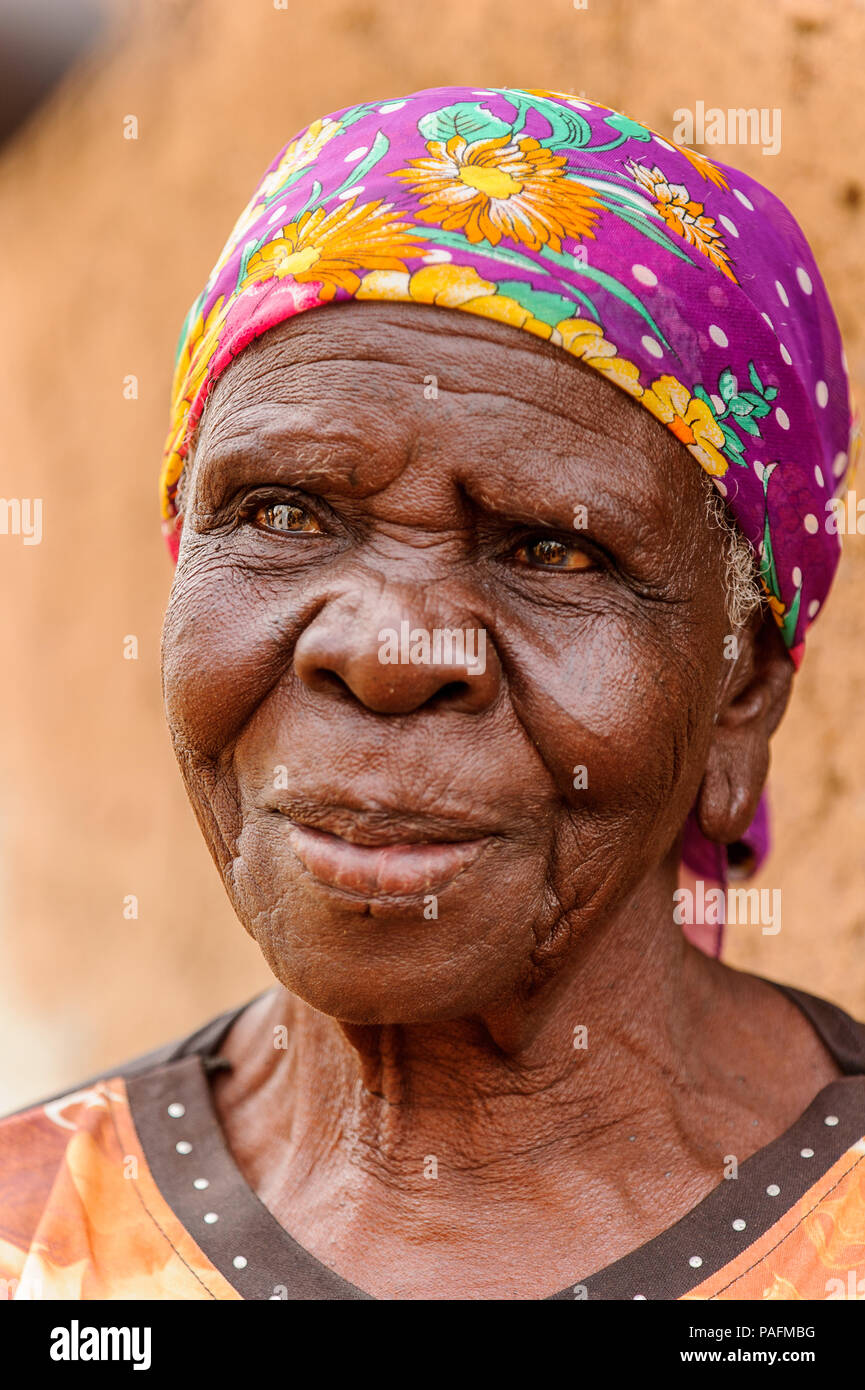ACCRA, GHANA - MARCH 6, 2012: Unidentified Ghanaian old lady smiles in ...