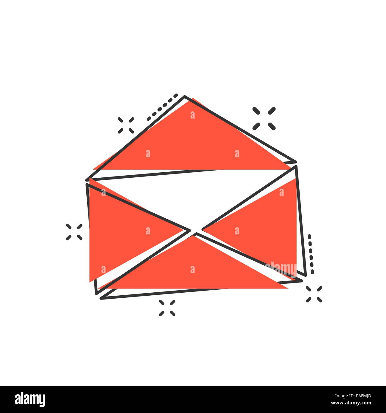 Vector cartoon mail envelope icon in comic style. Email sign ...