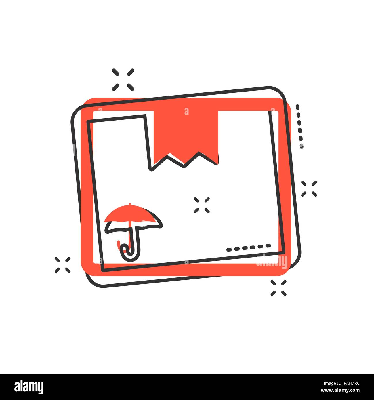 Vector cartoon packaging box icon in comic style. Shipping pack sign ...