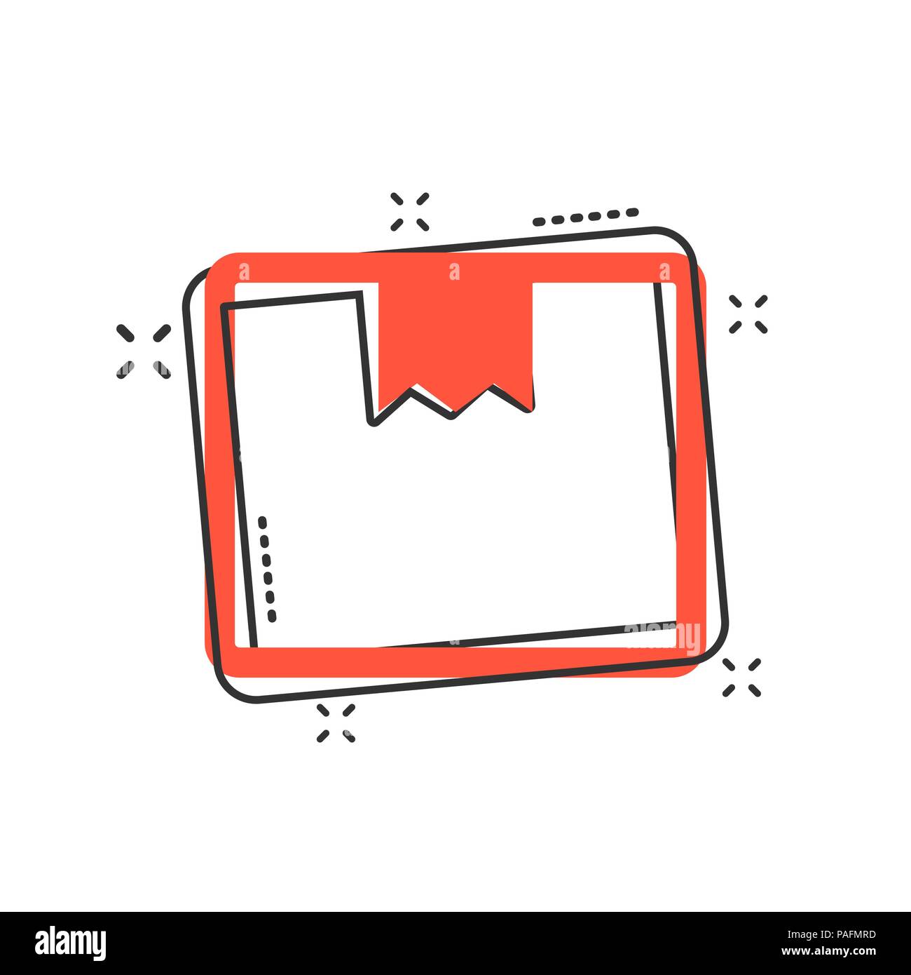 Vector cartoon packaging box icon in comic style. Shipping pack sign ...
