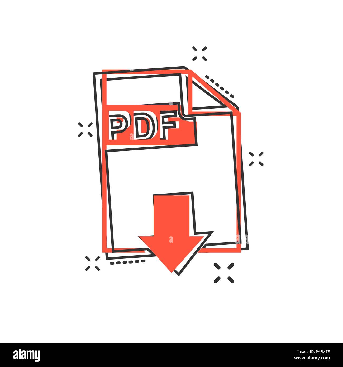 Vector cartoon PDF download icon in comic style. PDF format sign ...