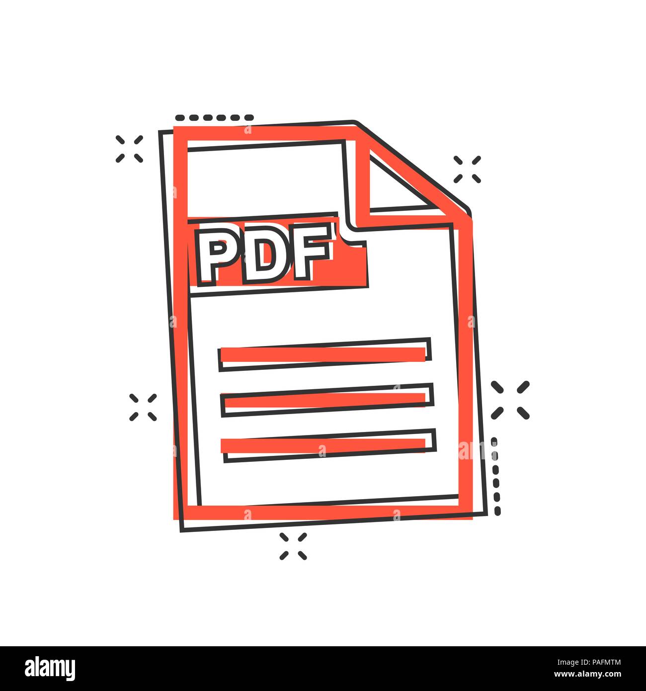 Vector cartoon PDF download icon in comic style. PDF format sign ...