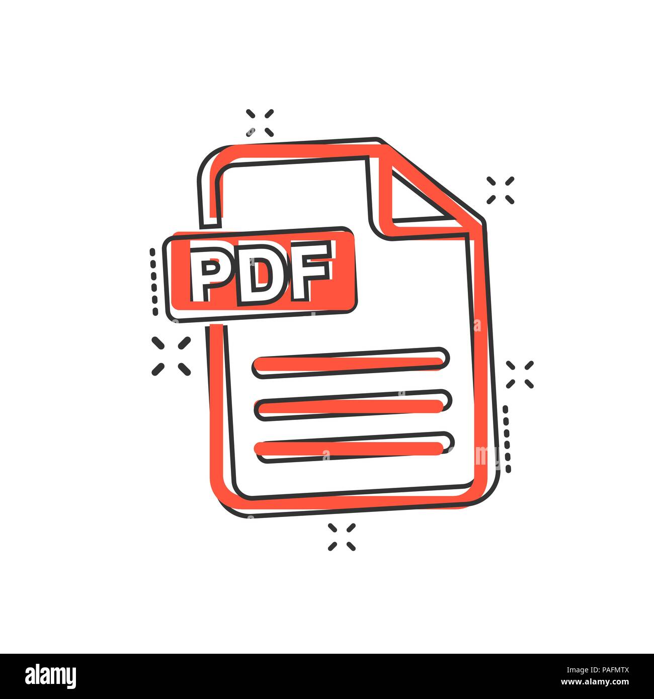 Vector cartoon PDF download icon in comic style. PDF format sign ...