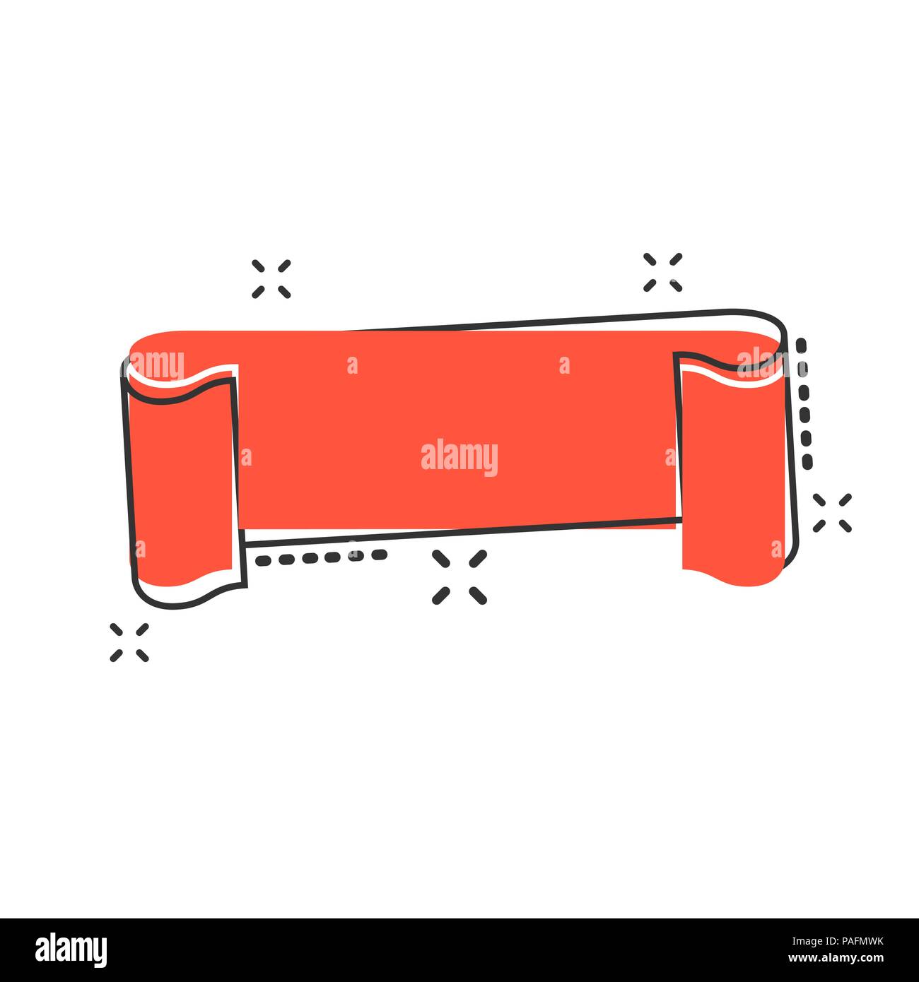 Vector cartoon empty ribbon icon in comic style. Blank sticker label ...