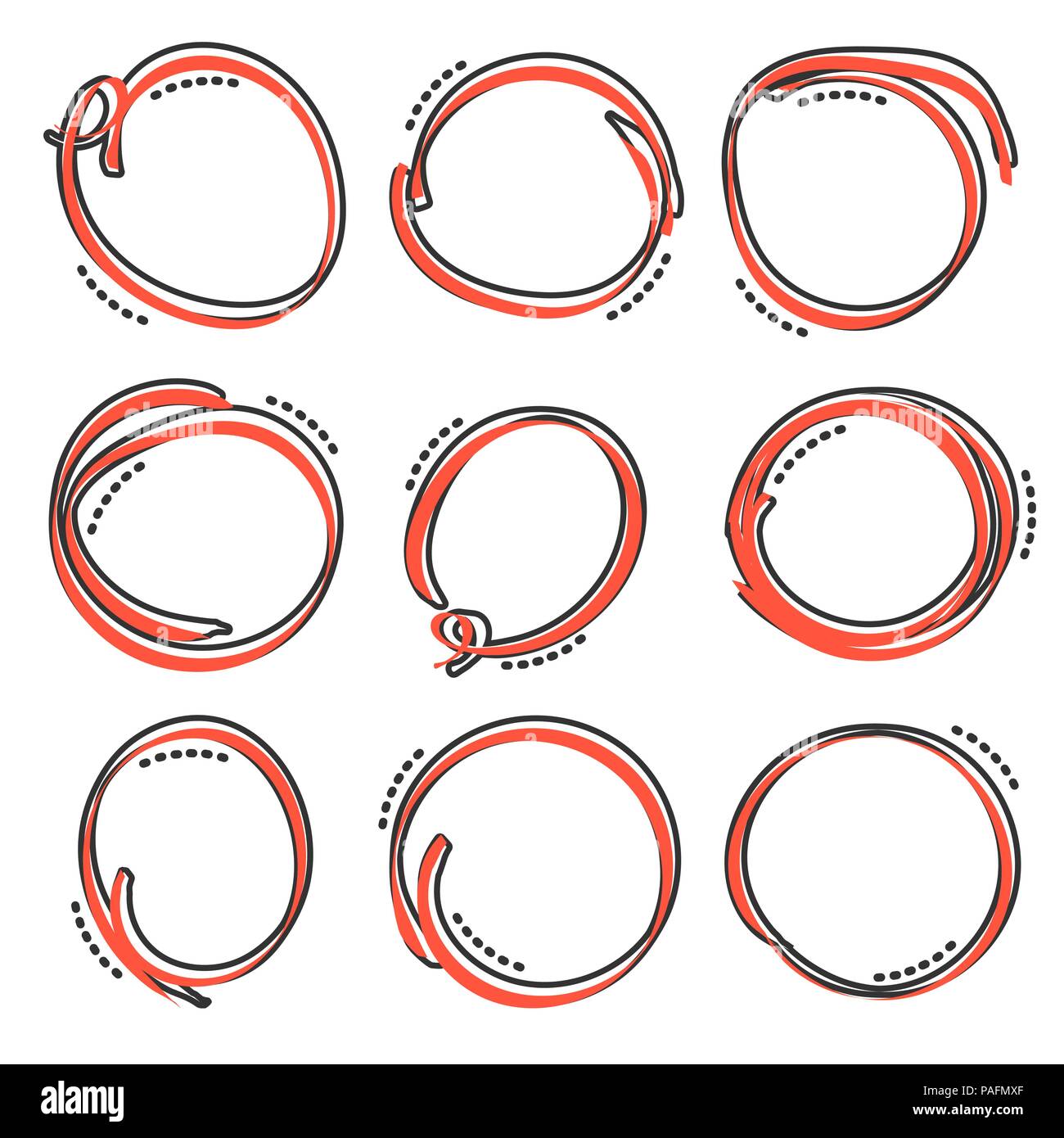 Vector cartoon hand drawn scribble circles icon in comic style. Sketch ...