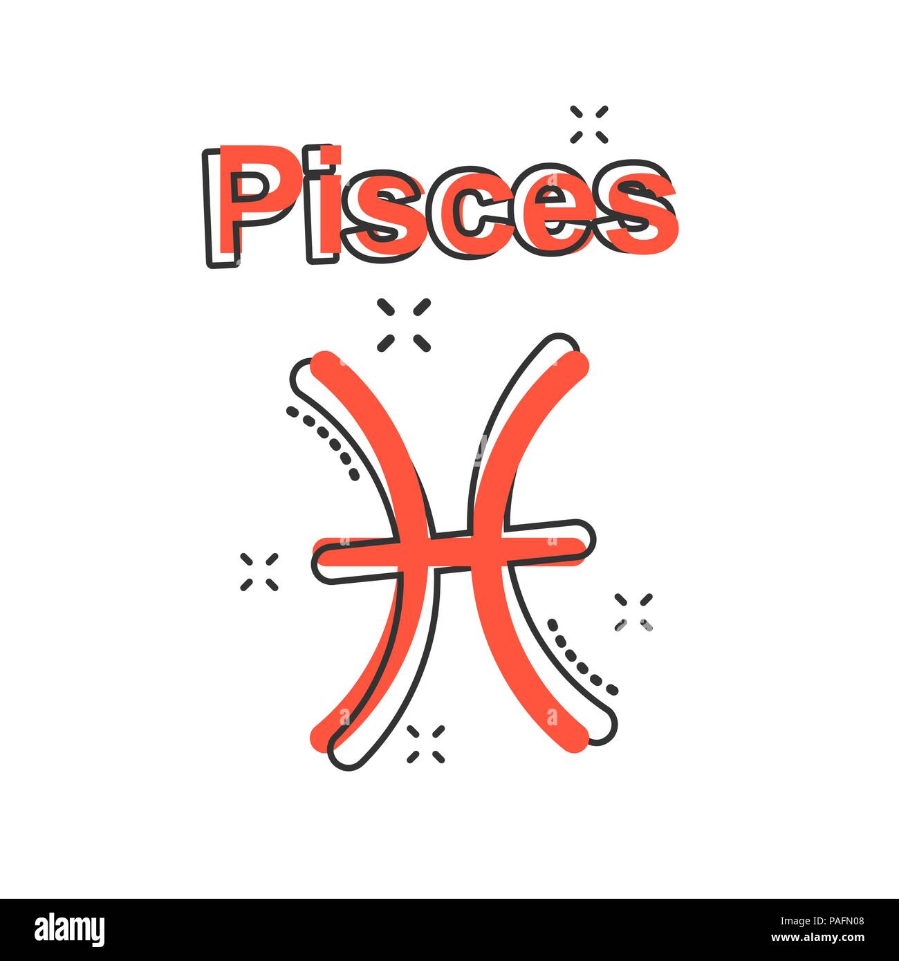 Vector cartoon pisces zodiac icon in comic style. Astrology sign ...