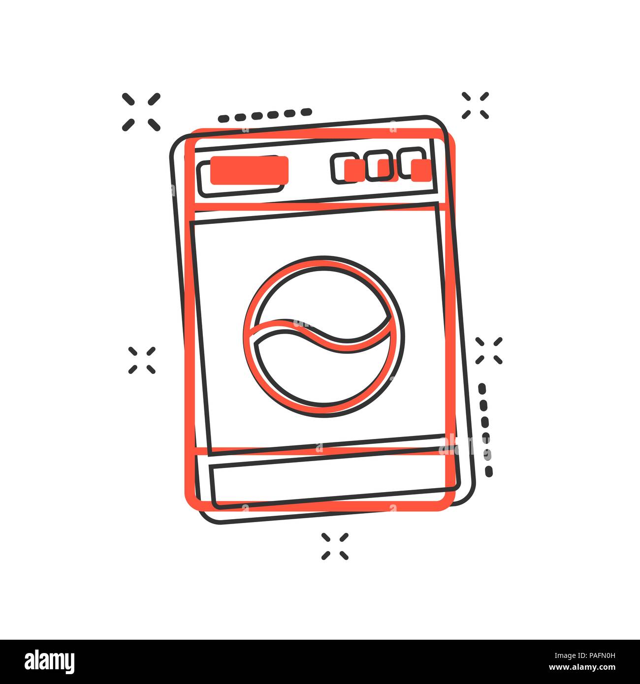 Vector cartoon washer icon in comic style. Laundress sign illustration ...