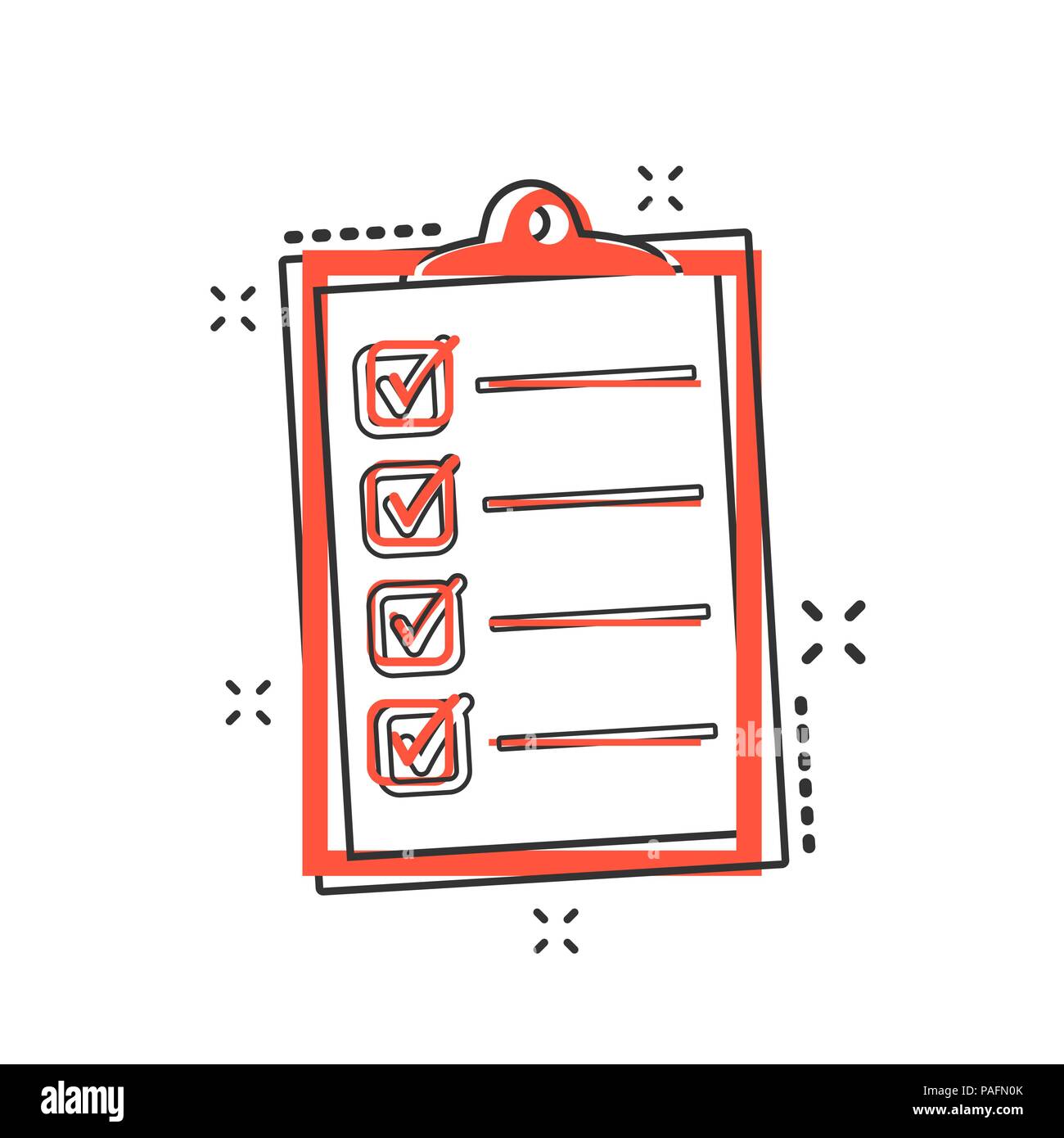 Vector cartoon to do list icon in comic style. Checklist, task list ...