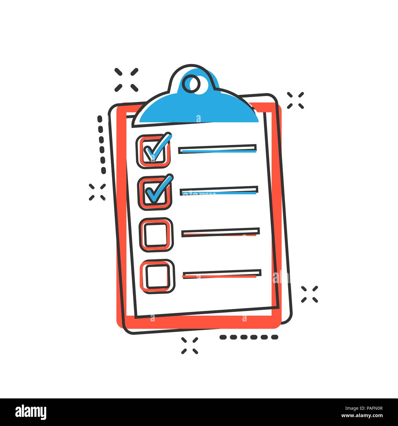 Vector cartoon to do list icon in comic style. Checklist, task list ...