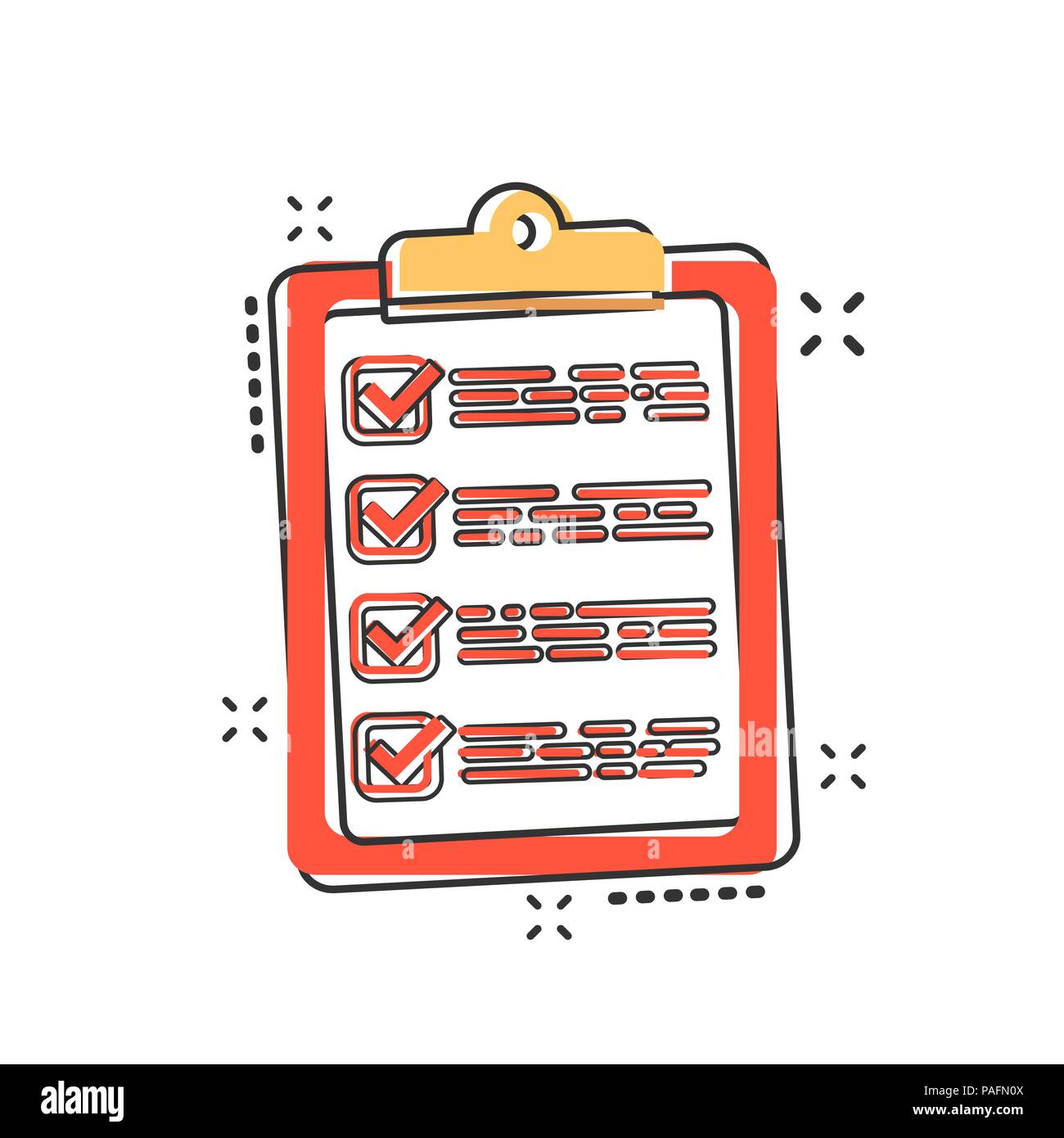 Vector cartoon to do list icon in comic style. Checklist, task list ...