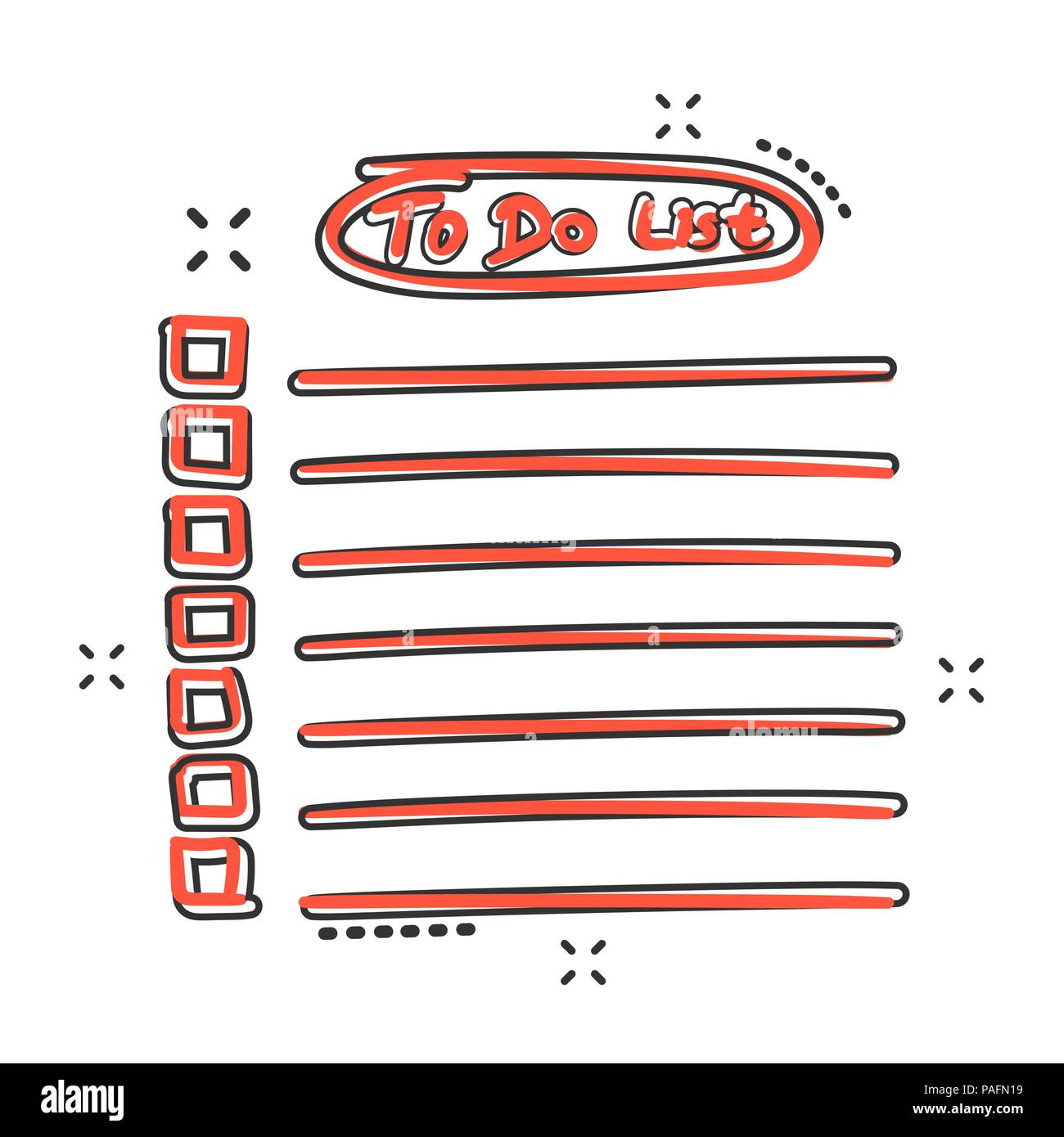 Vector cartoon to do list icon in comic style. Checklist, task list ...