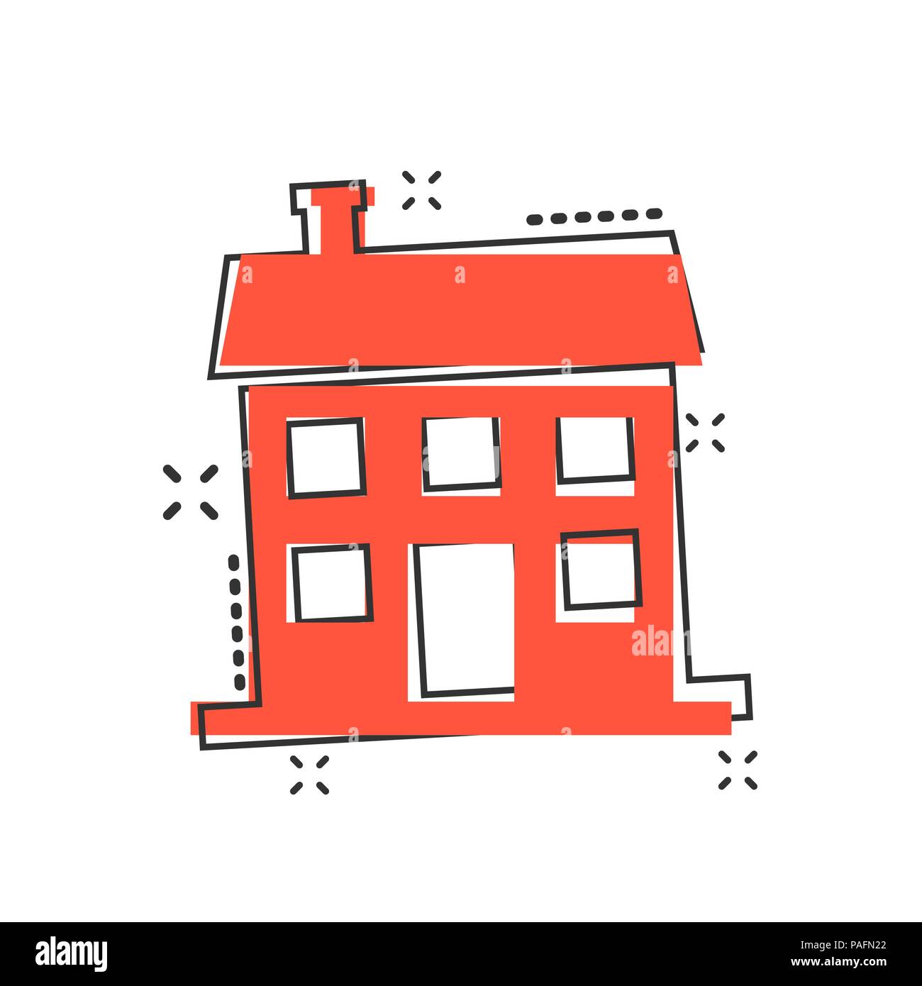 Vector cartoon house icon in comic style. Building sign illustration ...