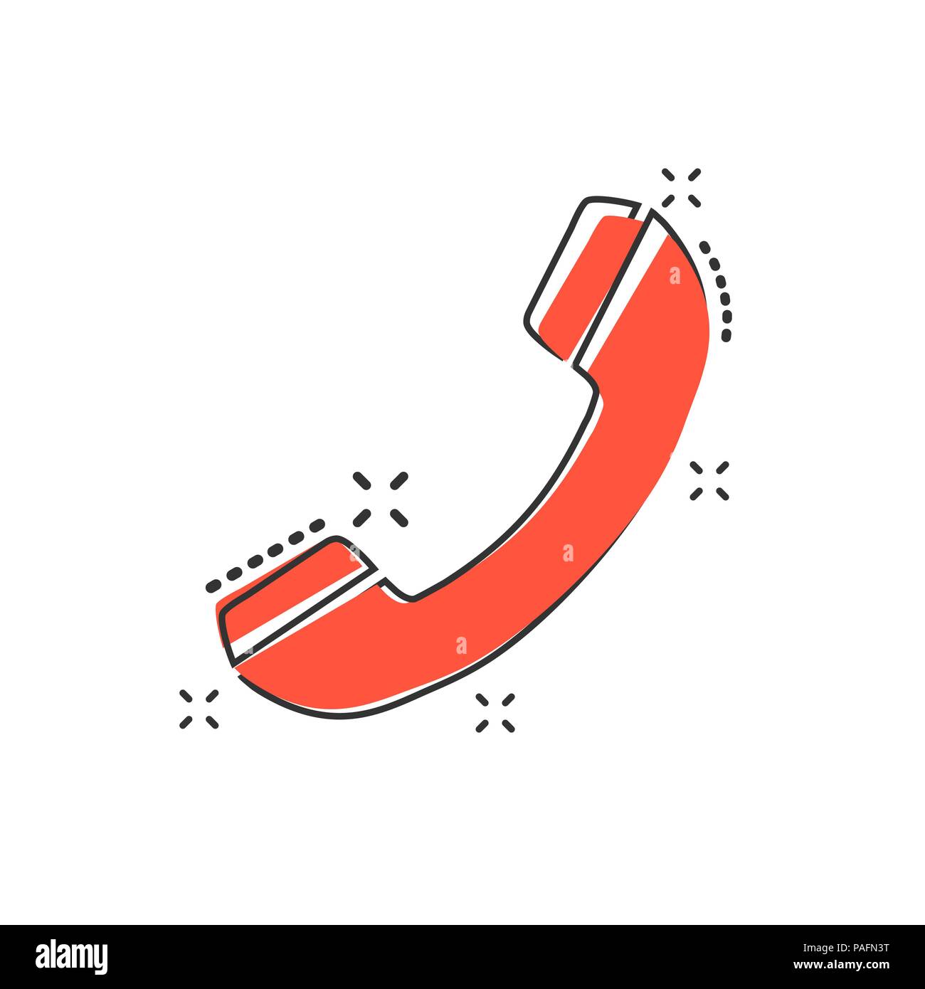 Vector cartoon phone icon in comic style. Contact, support service sign ...