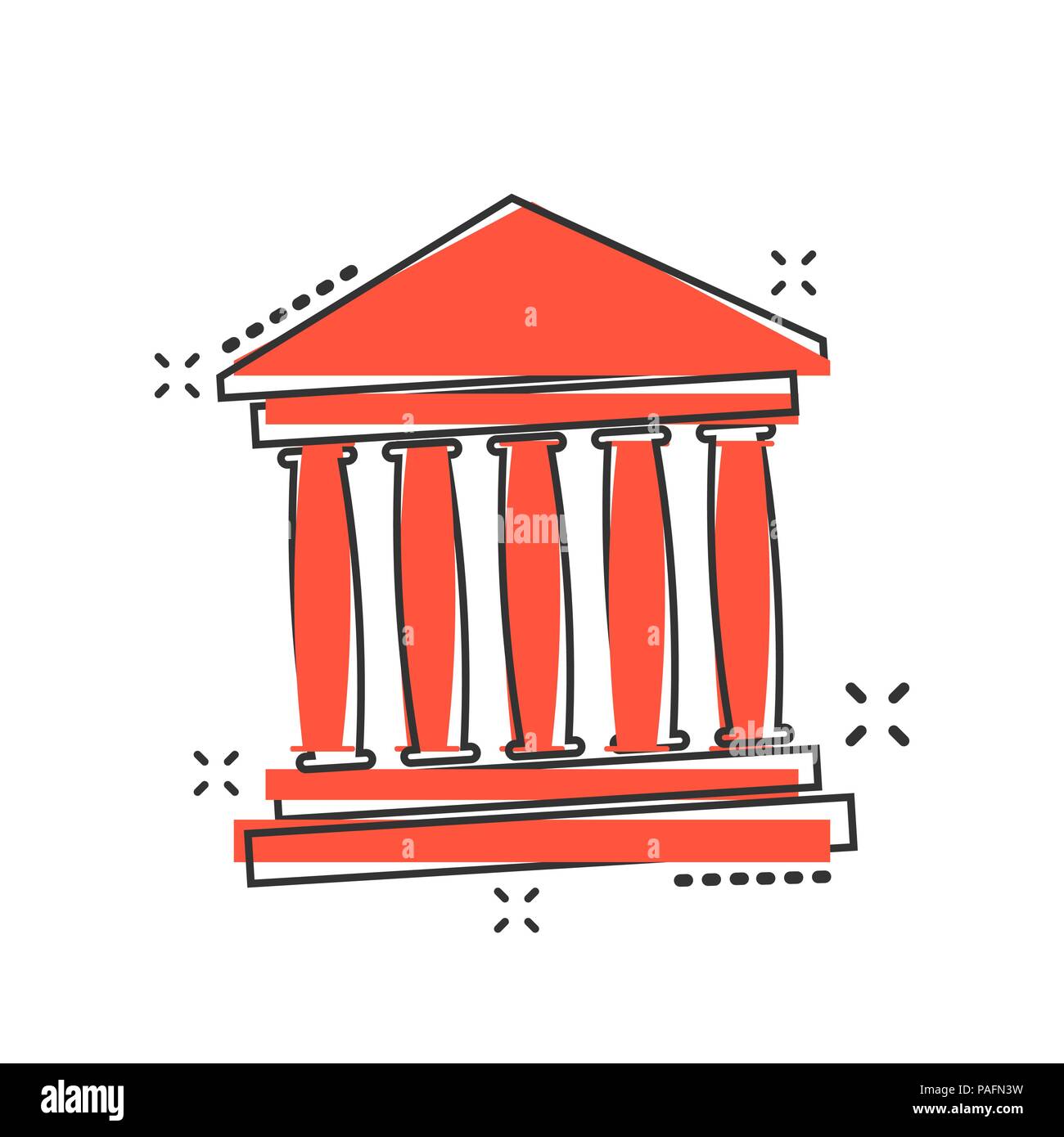 Vector cartoon bank building icon in comic style. Museum sign ...