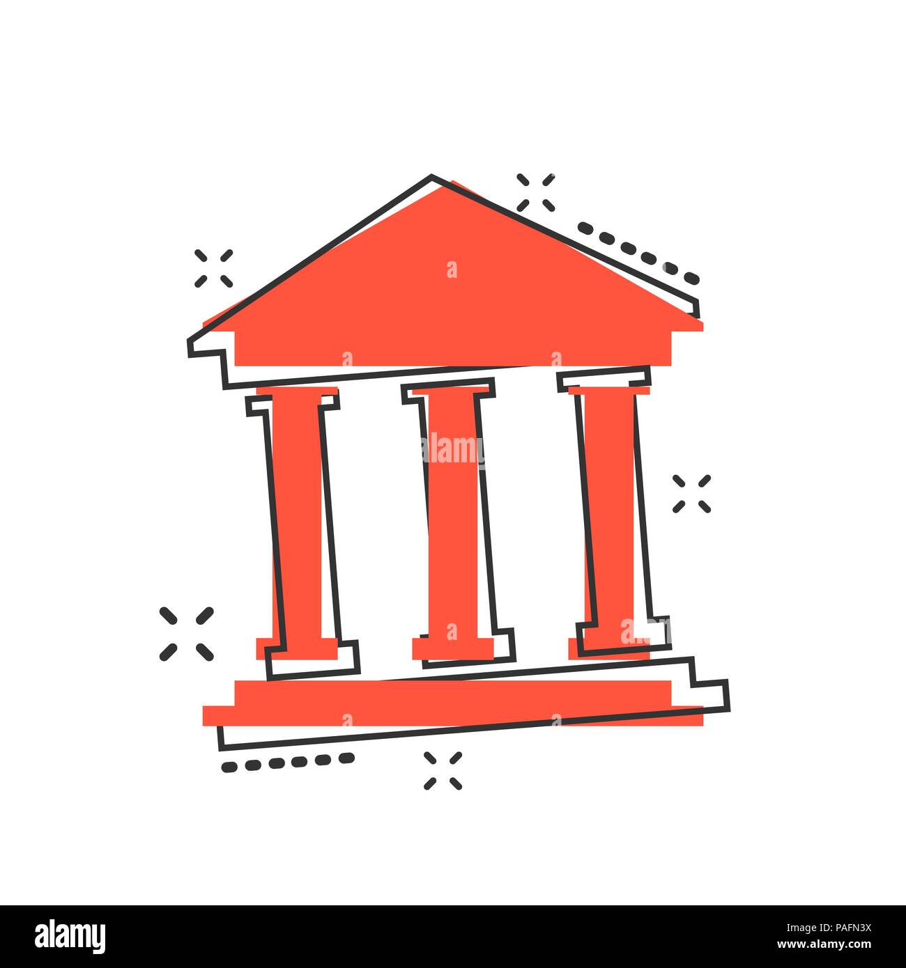 Vector cartoon bank building icon in comic style. Museum sign ...
