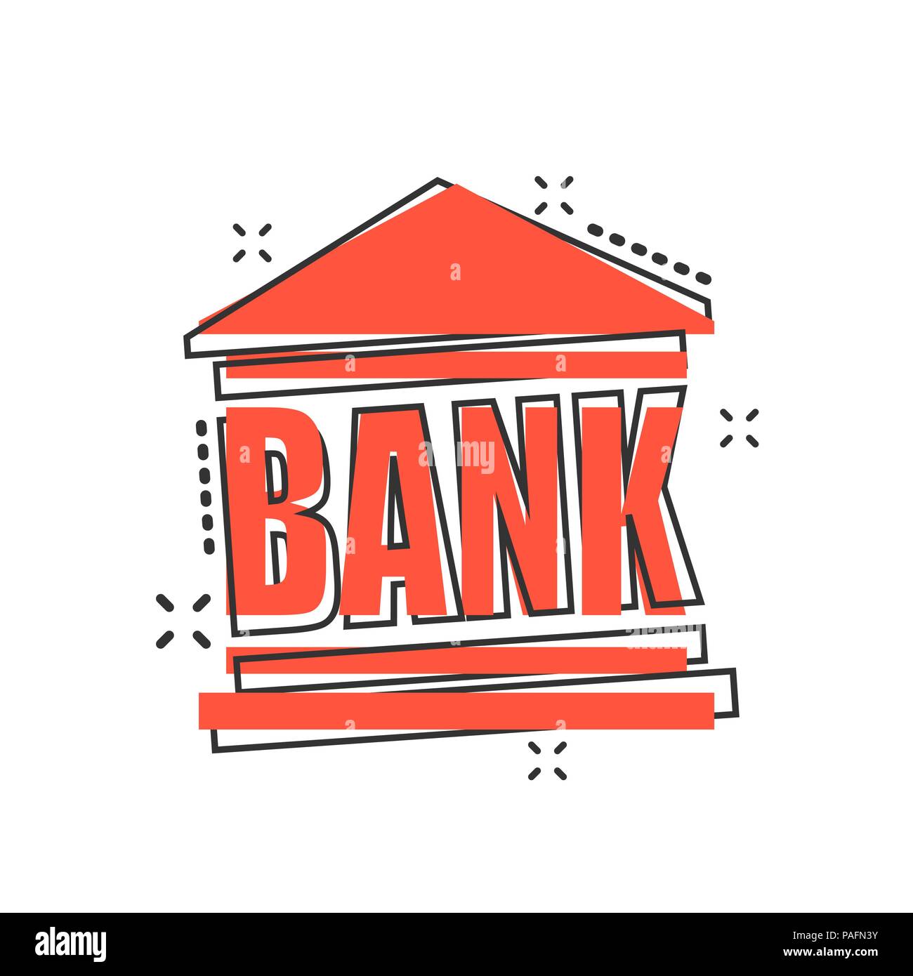 Vector cartoon bank building icon in comic style. Bank sign ...