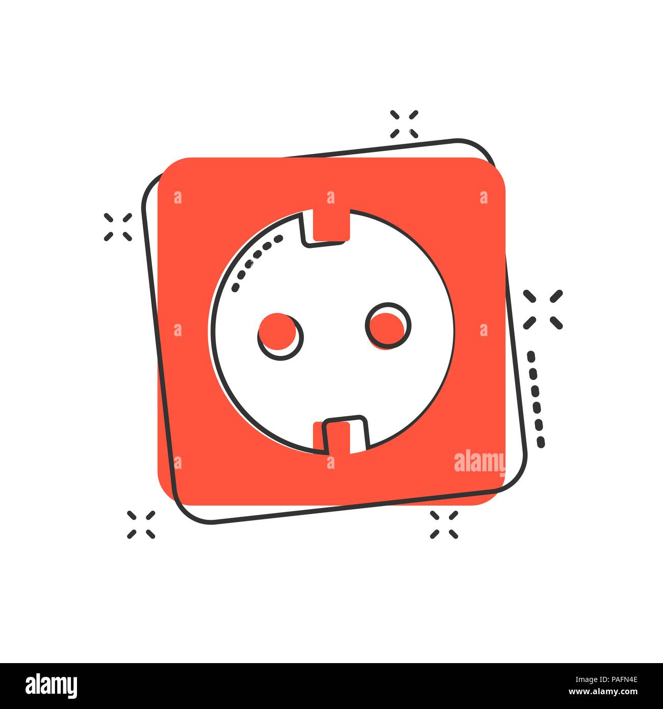 Vector cartoon extension cord sign icon in comic style. Electric power ...