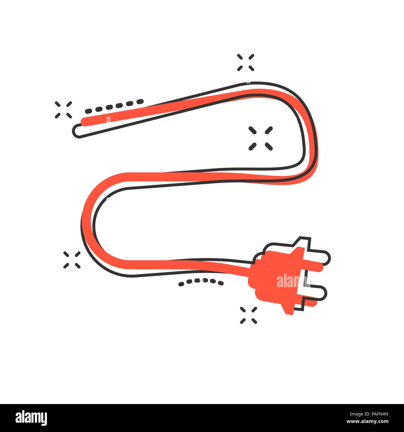 Vector cartoon electric plug sign icon in comic style. Power plug sign ...