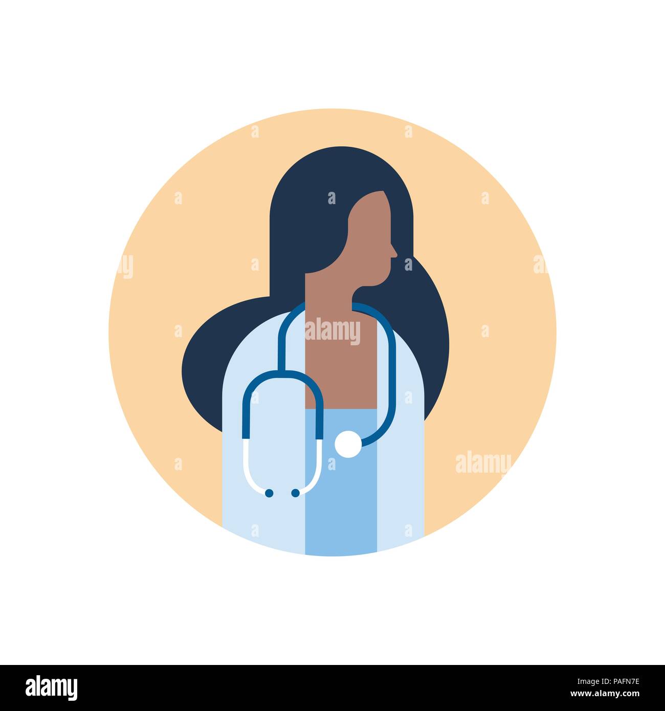 African American Woman Medical Doctor Stethoscope Profile Icon Female