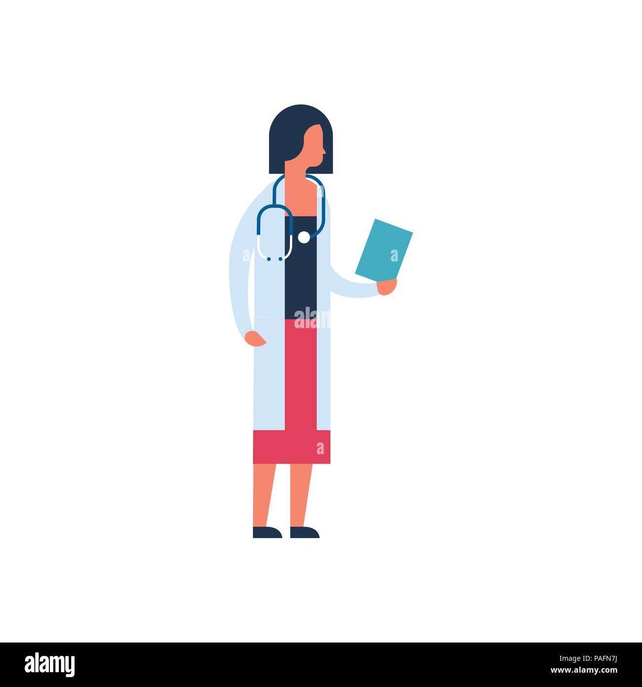 Asian Woman Hold Clipboard Medical Doctor Stethoscope Profile Icon
