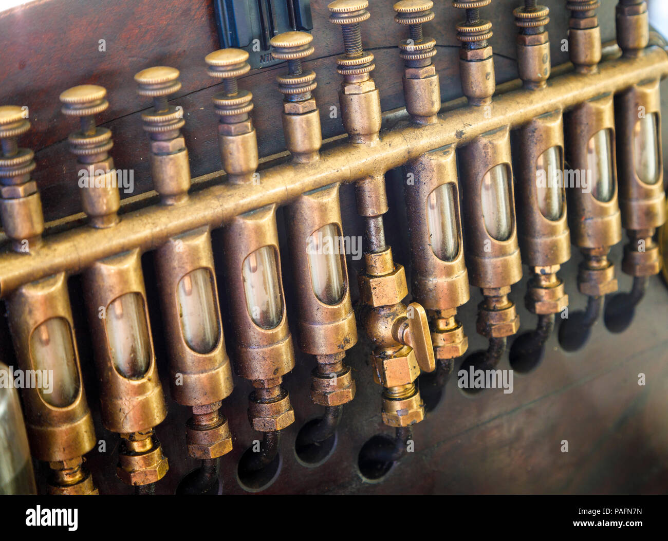 Cockpit detail with brass fittings in the 1903 Mercedes 60HP "Simplex ...
