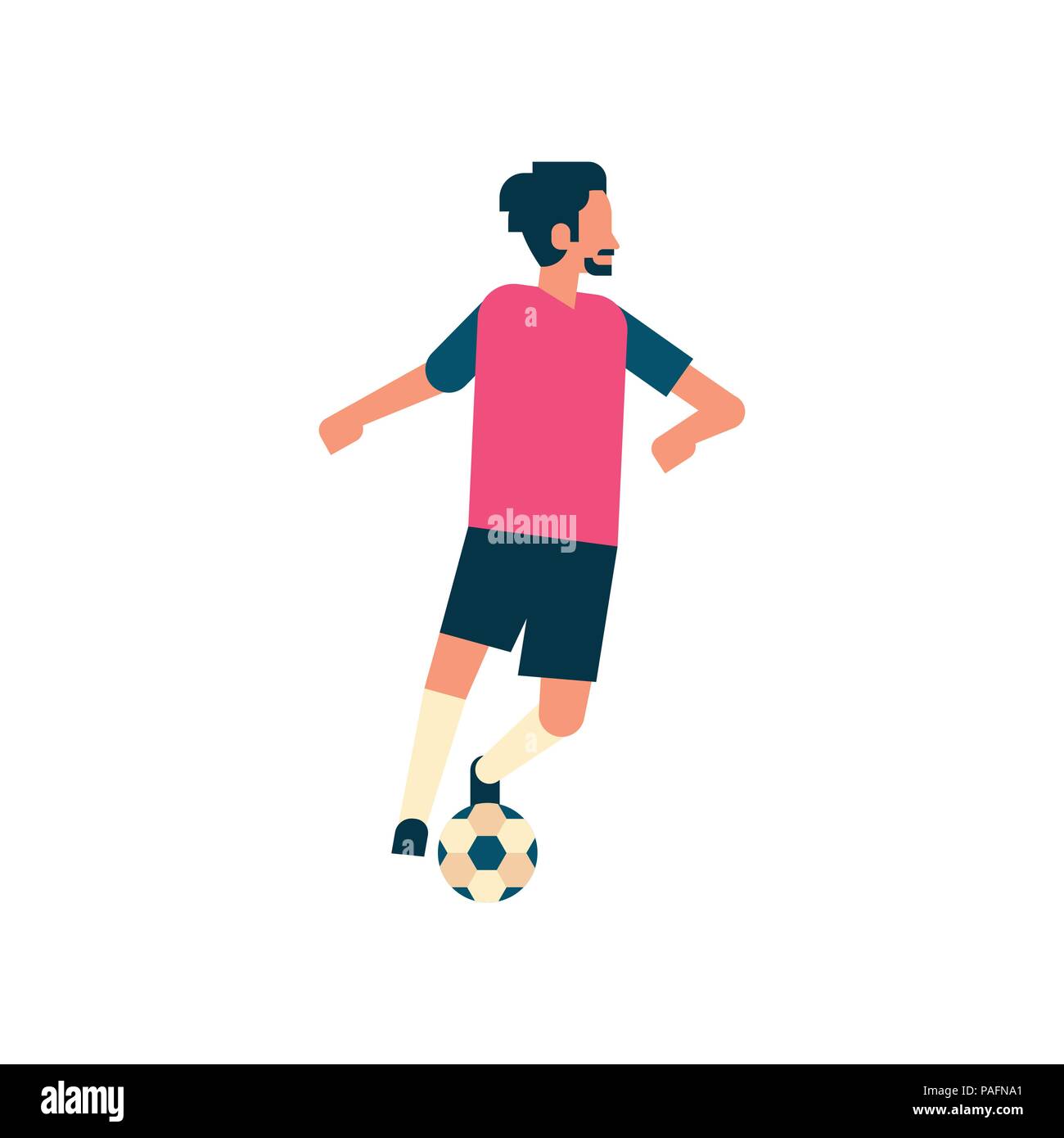 Football player kick ball isolated sport championship flat full length ...