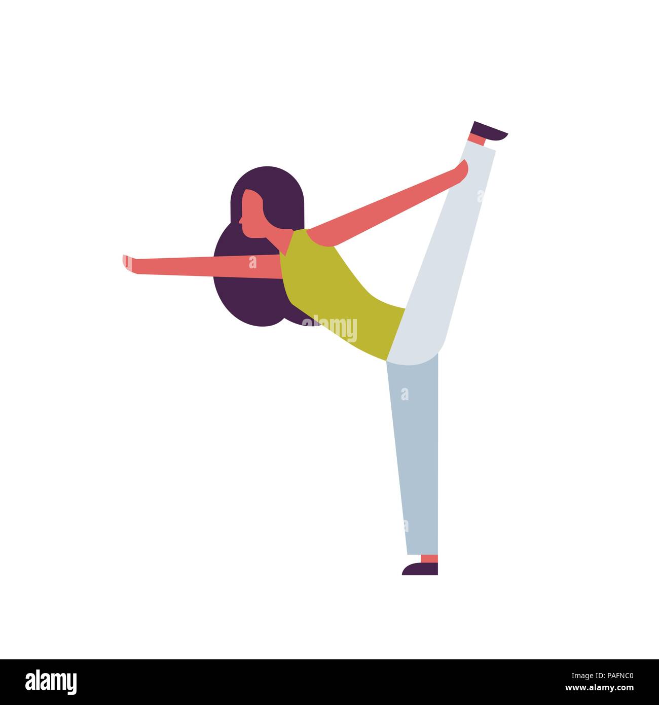 woman doing yoga exercises female cartoon character fitness activities ...
