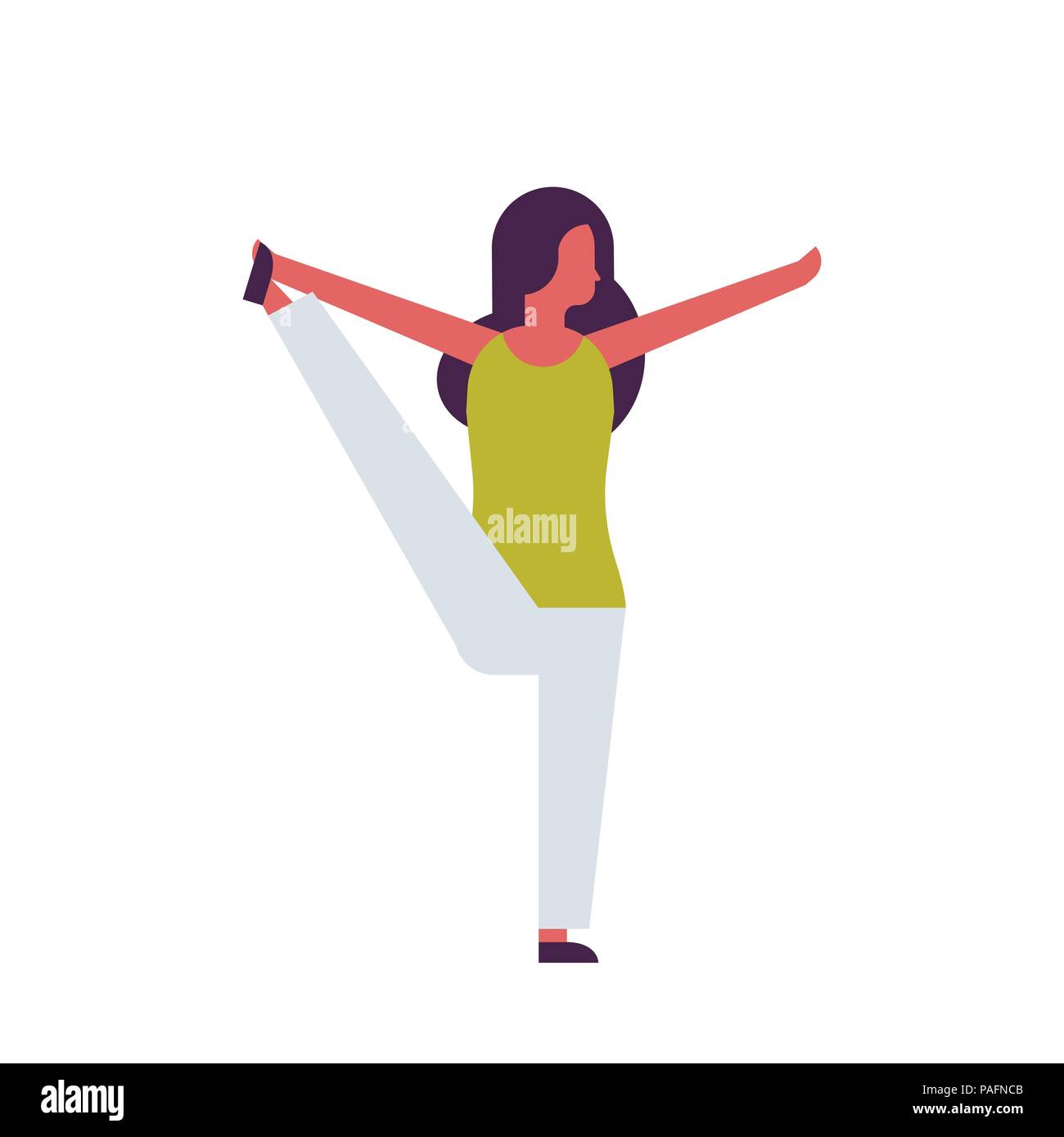 woman doing yoga exercises female cartoon character fitness activities ...