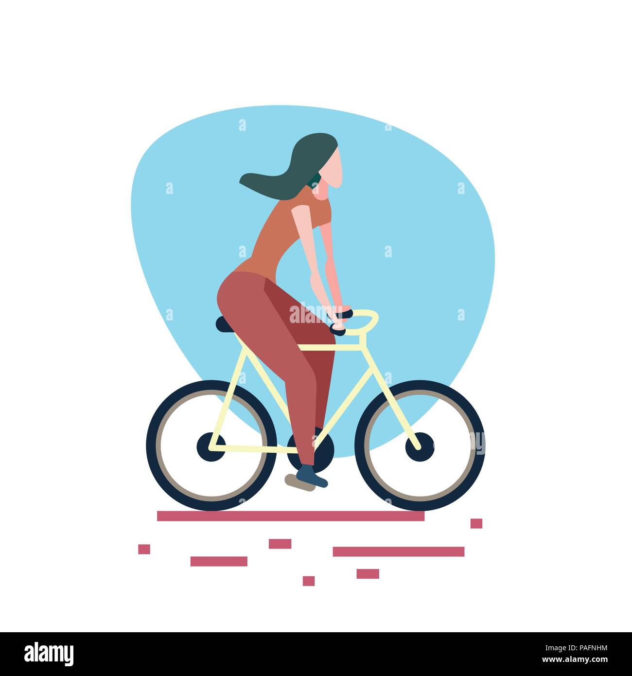 woman riding bike white background female sport activity cartoon ...