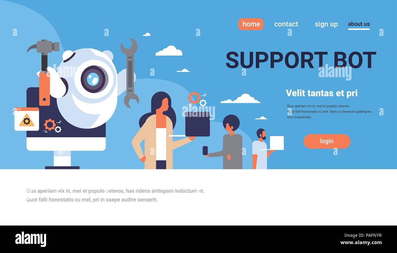 support bot robot wrench service repair concept artificial intelligence ...